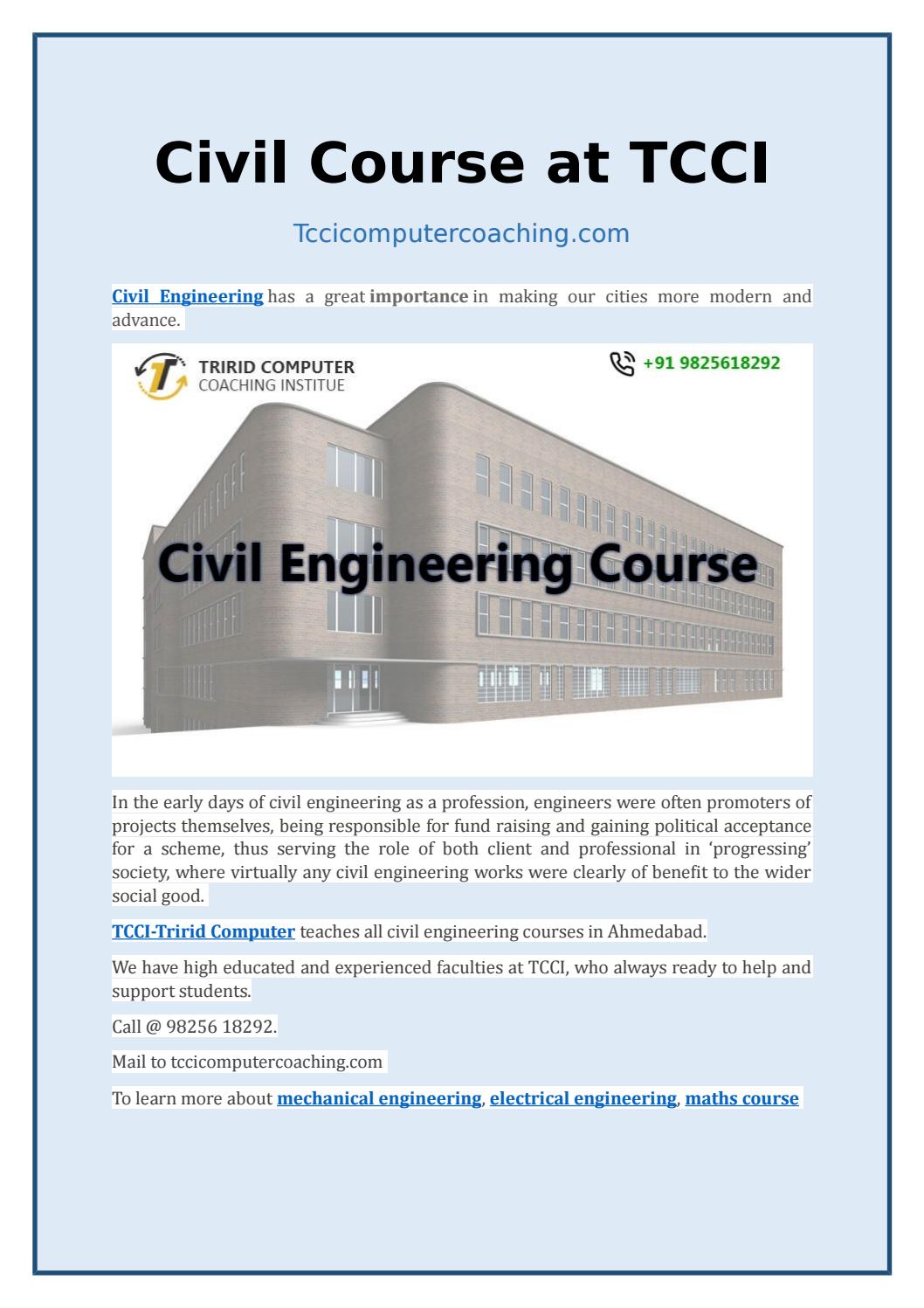 Civil course at tcci by Rosario Riley - Issuu
