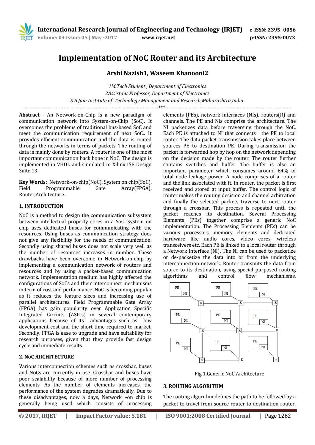Implementation of NoC Router and its Architecture by IRJET Journal - Issuu