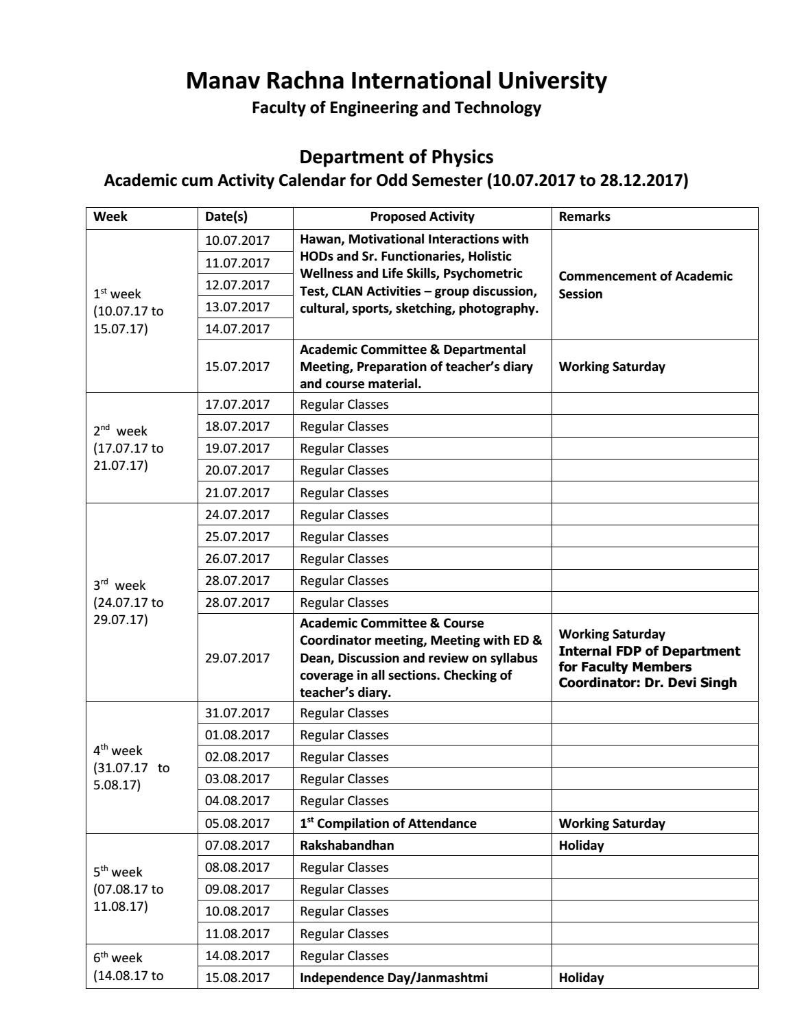 Academic cum activity calendar for odd semester july dec 2017 By Manav academic-cum-activity-calendar-for-odd-semester-july-dec-2017-by-manav