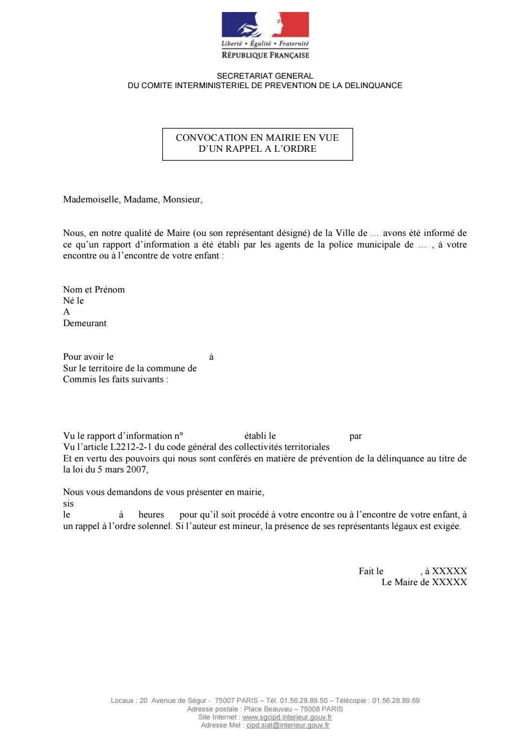 Convocation mairie rappel ordre by GAYRAUD - Issuu