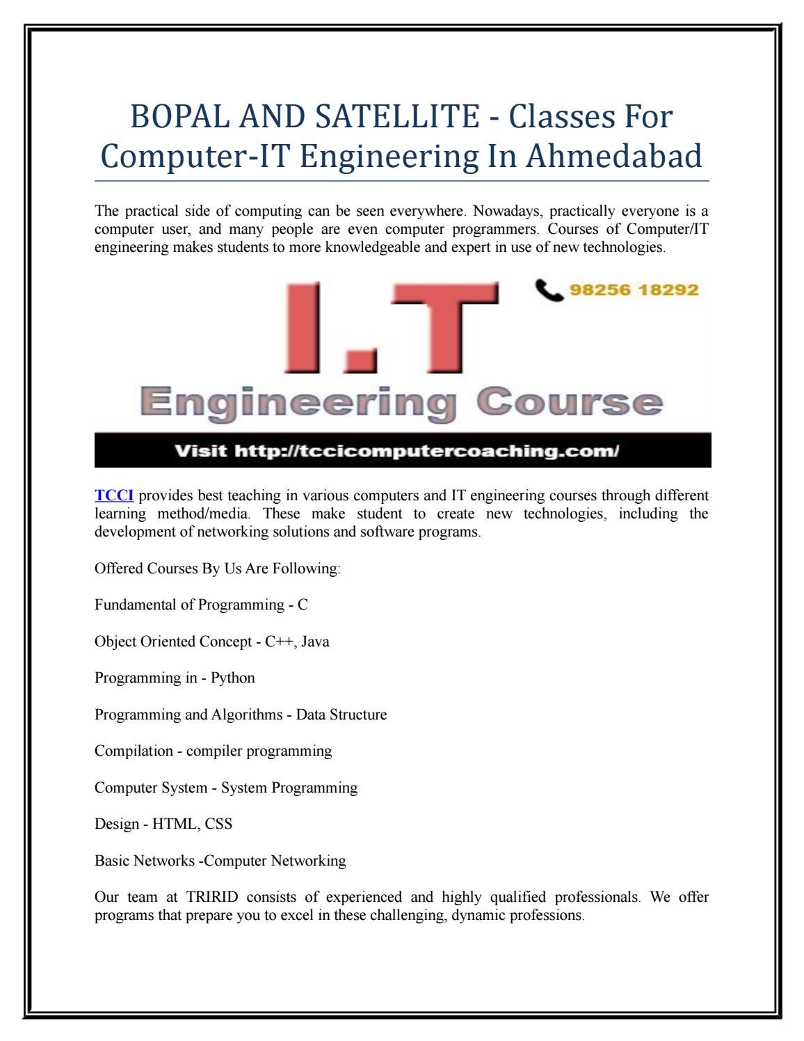 Bopal and satellite classes for computer it engineering in ahmedabad by ...