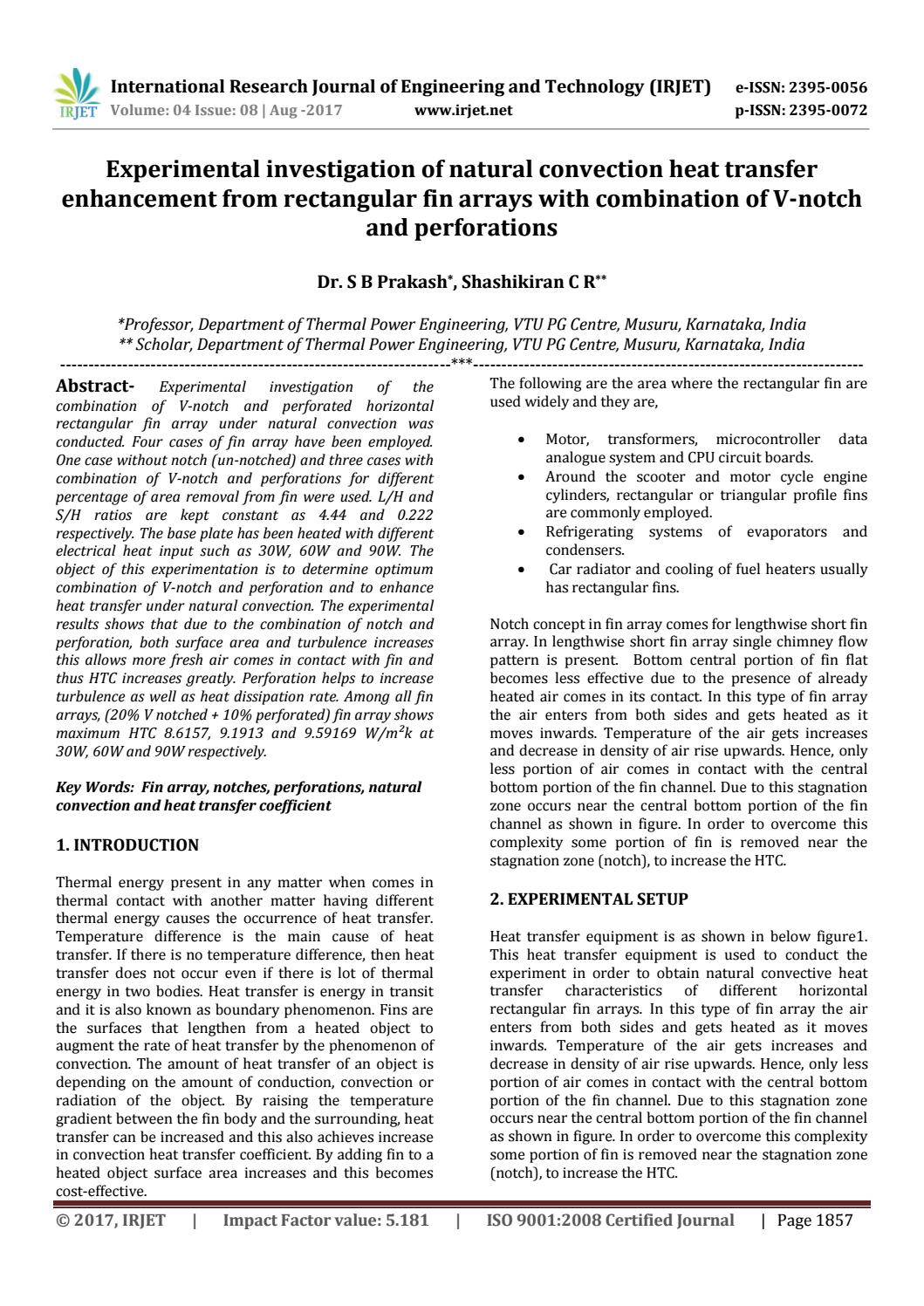 Experimental Investigation of Natural Convection Heat Transfer ...