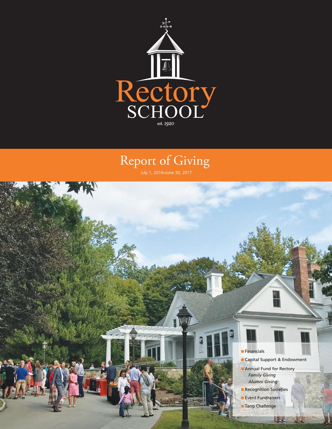 Rectoryschoolreportofgiving 2016 17 (update) by Rectory School - Issuu