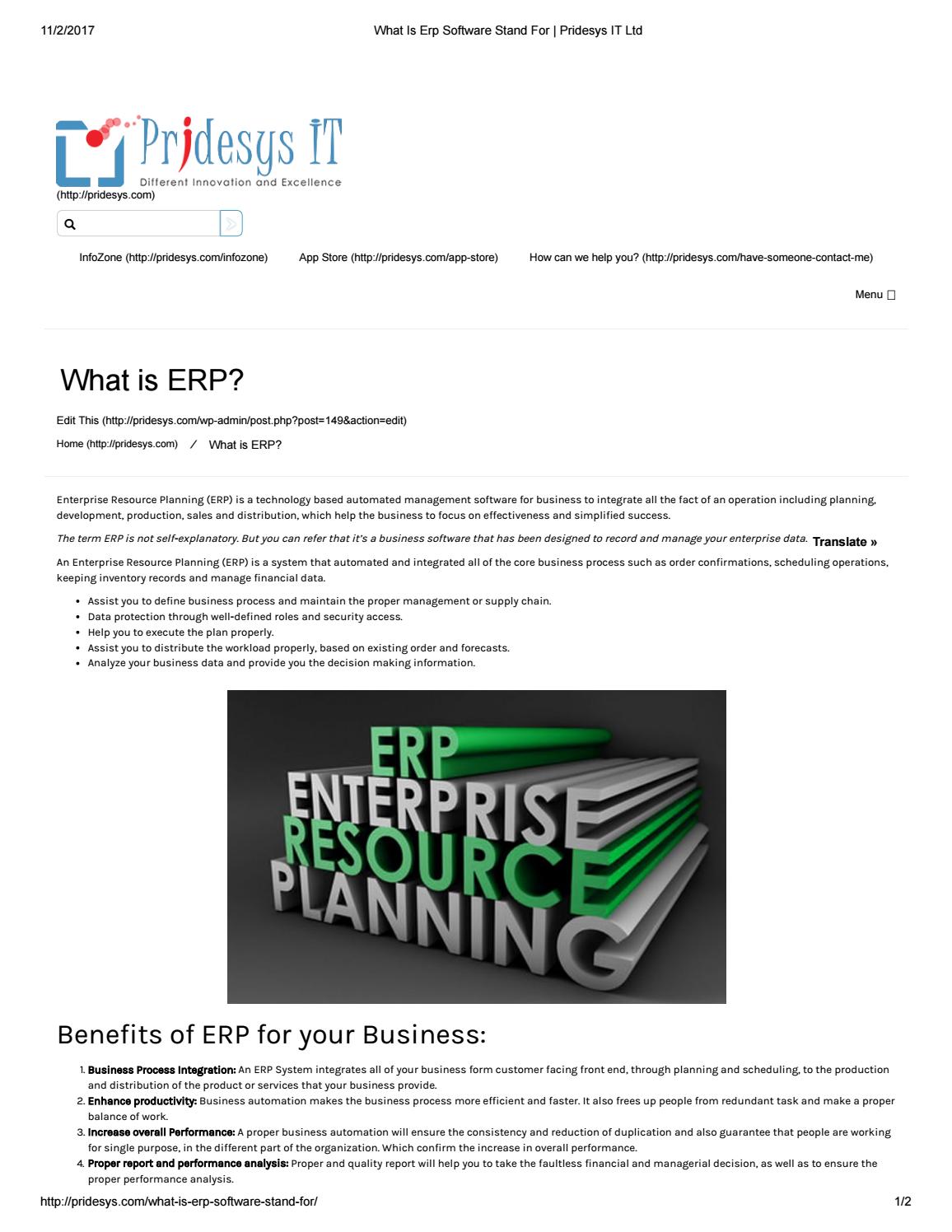 What Is Erp Software Stand For | Pridesys IT Ltd by Pridesys IT Ltd - Issuu