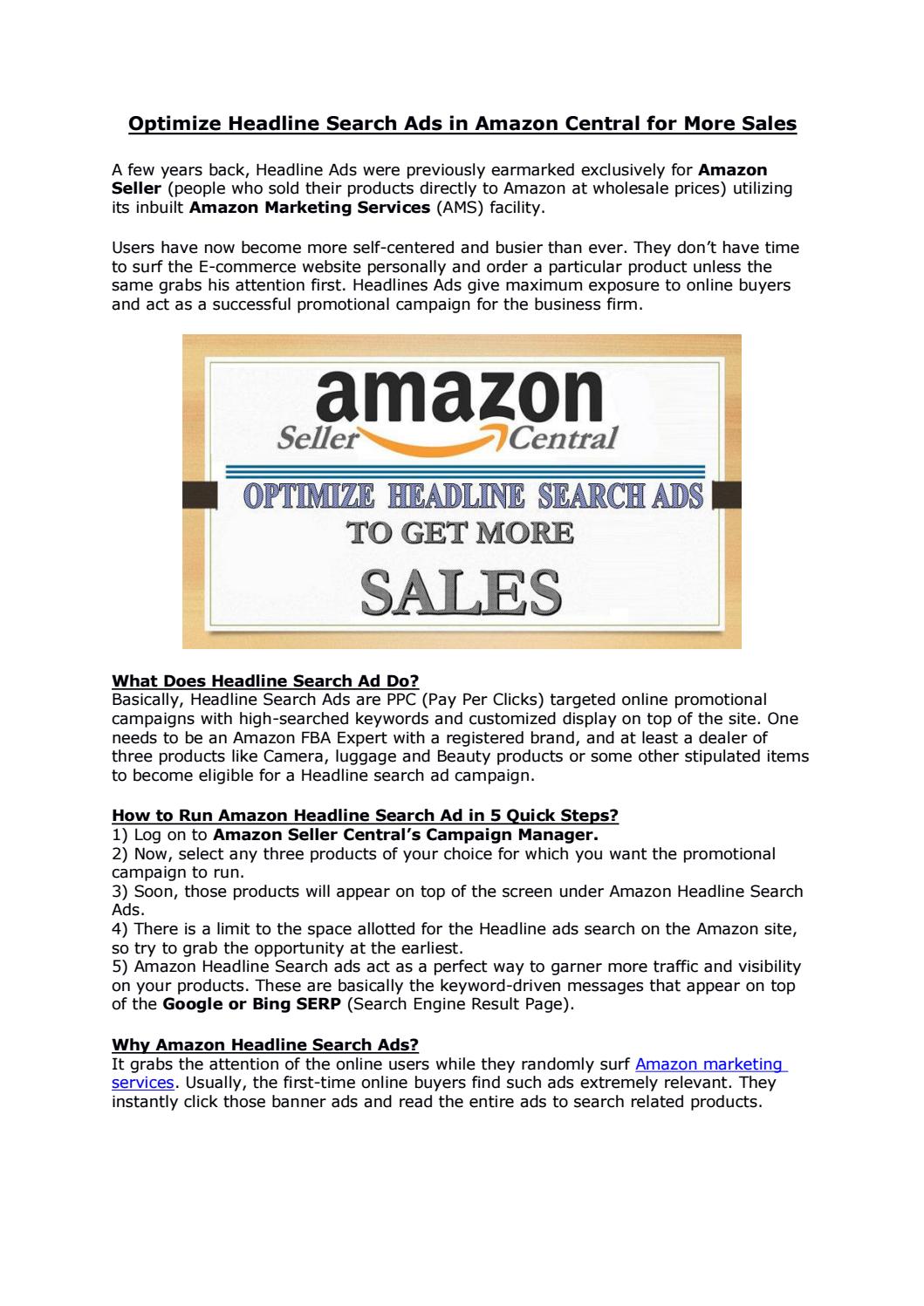 Optimize Headline Search Ads in Amazon Central for More Sales by eStore ...
