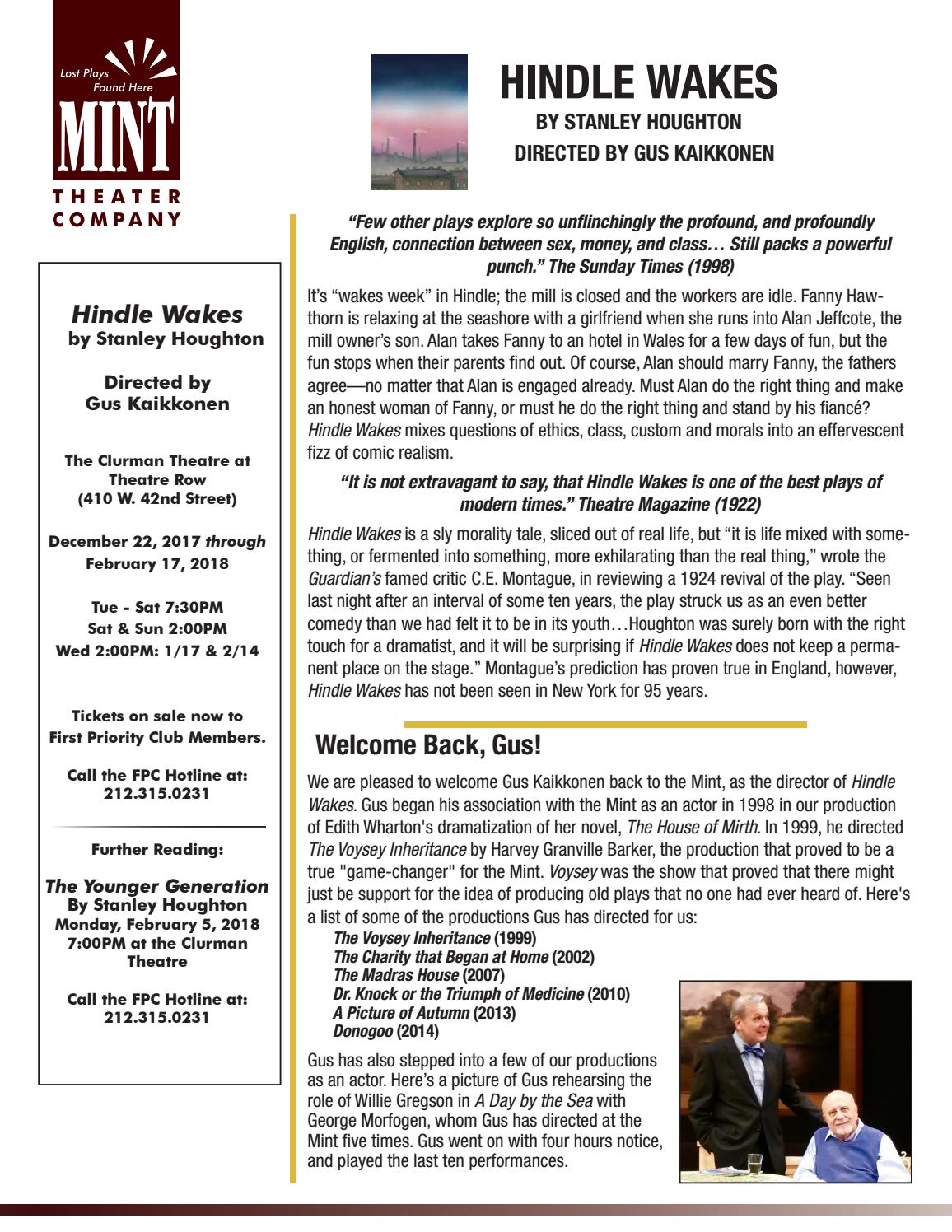 First Priority Club Newsletter - October 2017 by Mint Theater Company ...