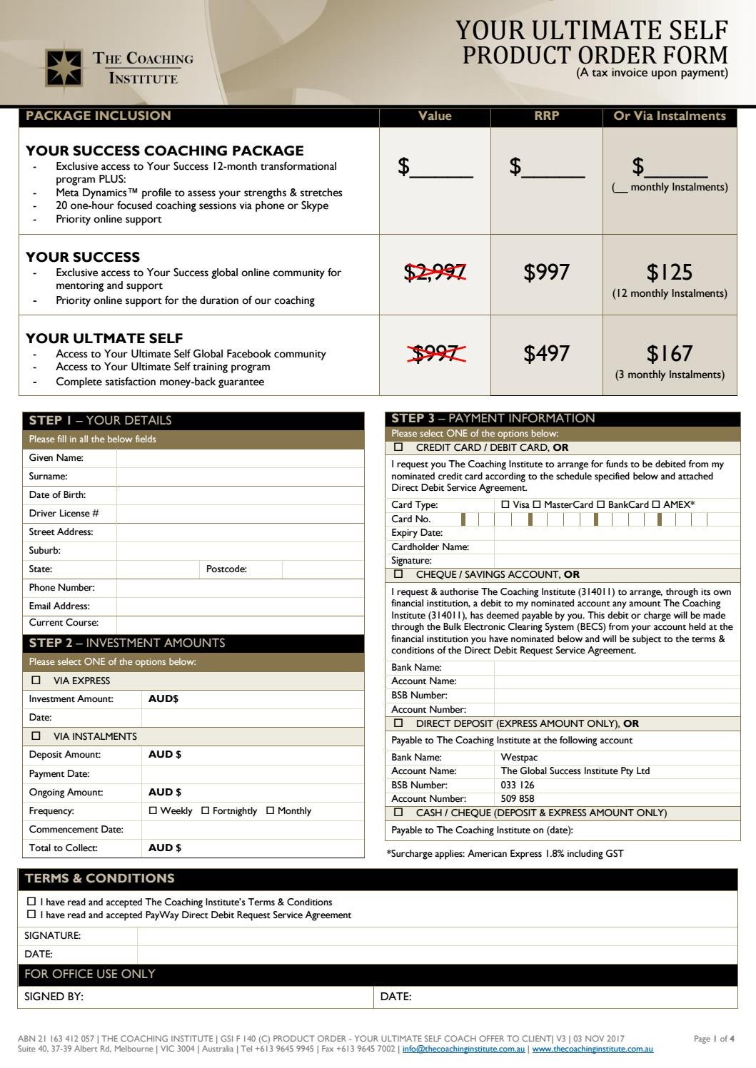 Gsi f 140 (c) product order form your ultimate self coach offer to ...