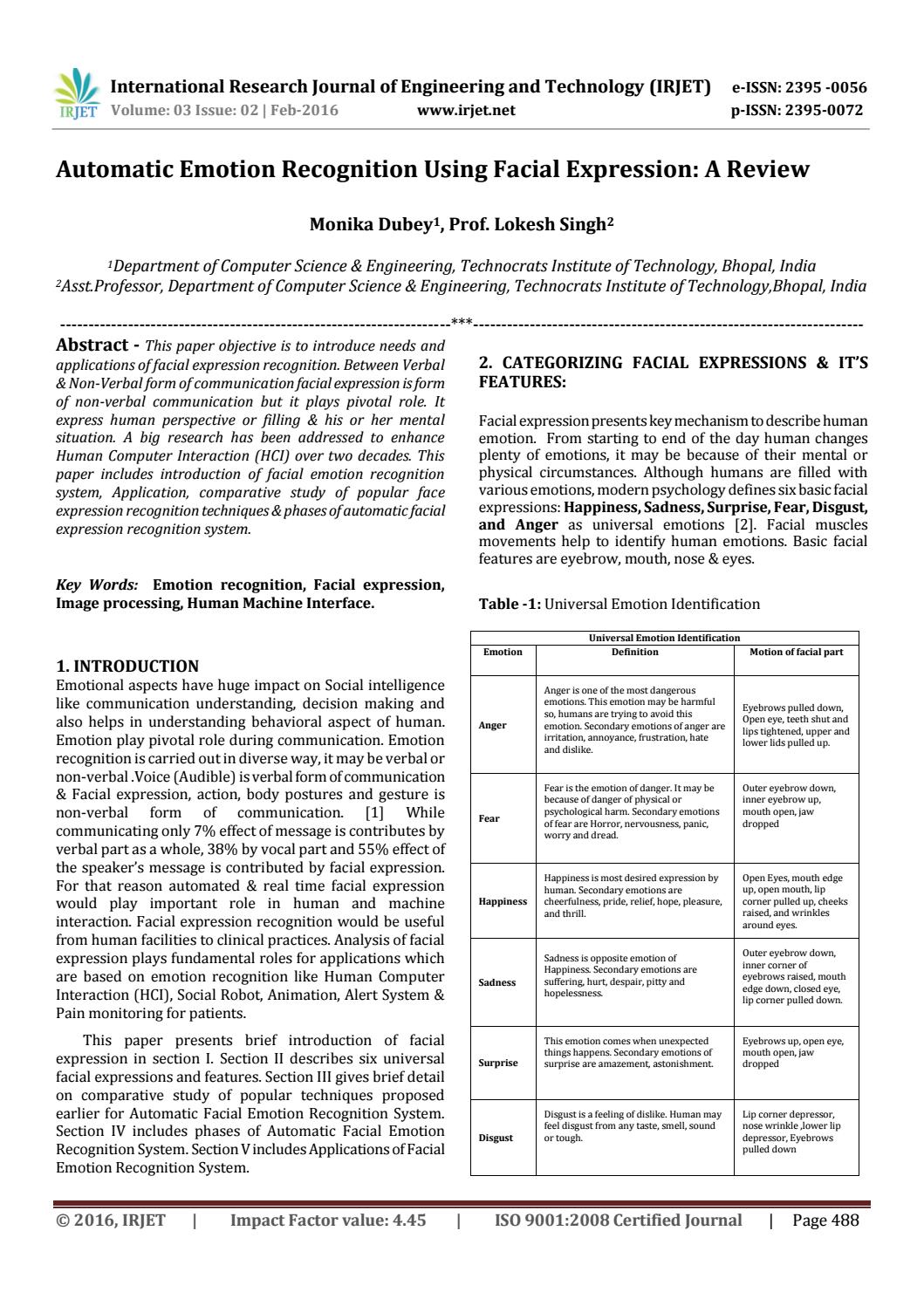 Automatic Emotion Recognition Using Facial Expression: A Review by ...
