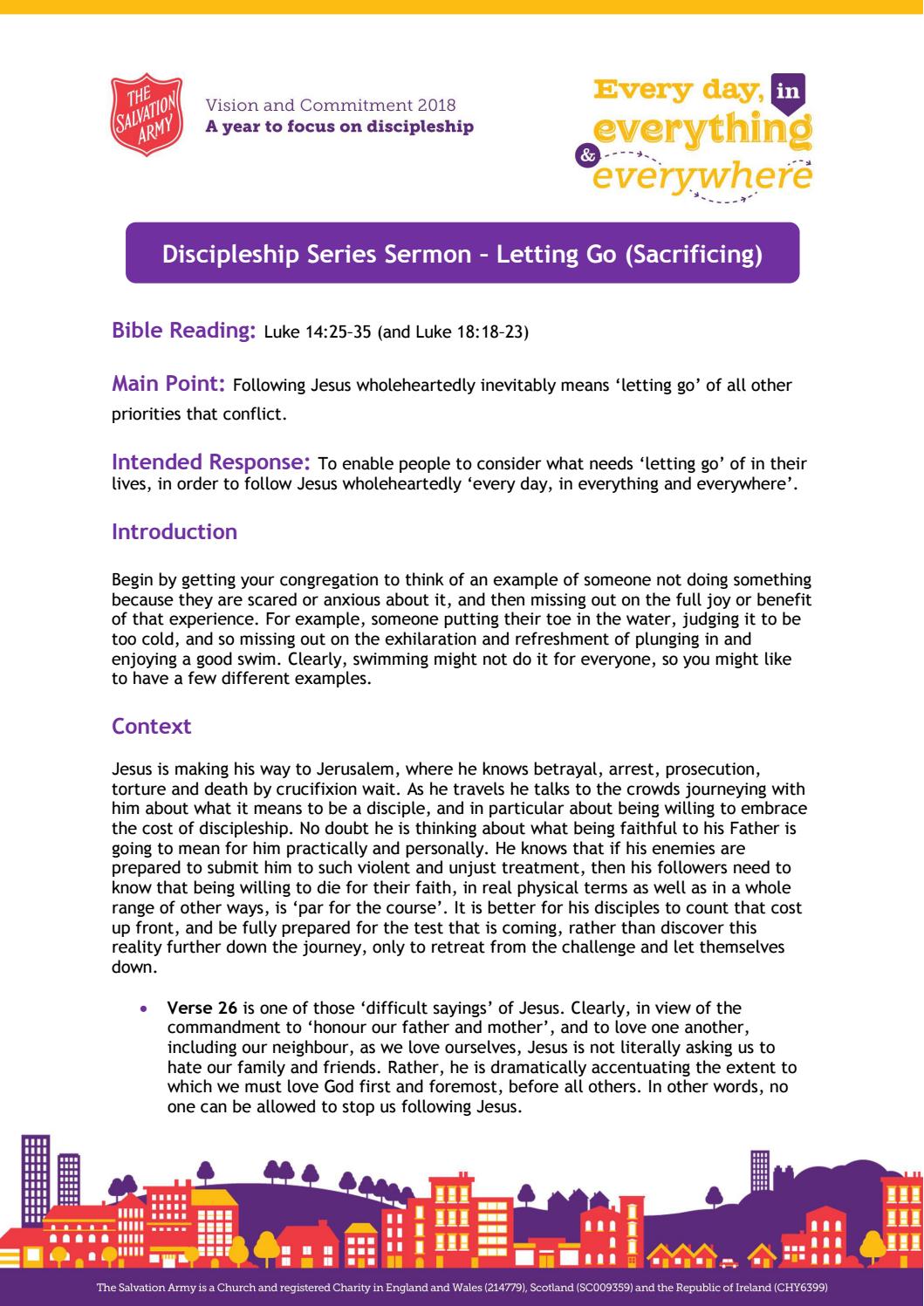 Letting go- sermon by The Salvation Army UK and Ireland - Issuu
