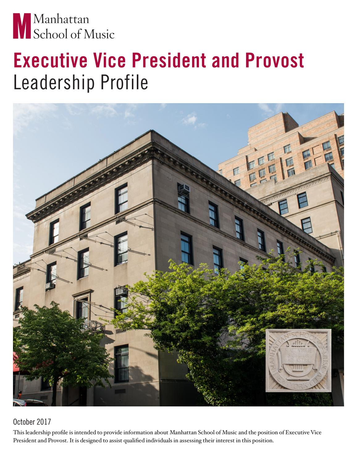 Executive Vice President and Provost Leadership Profile by Manhattan ...