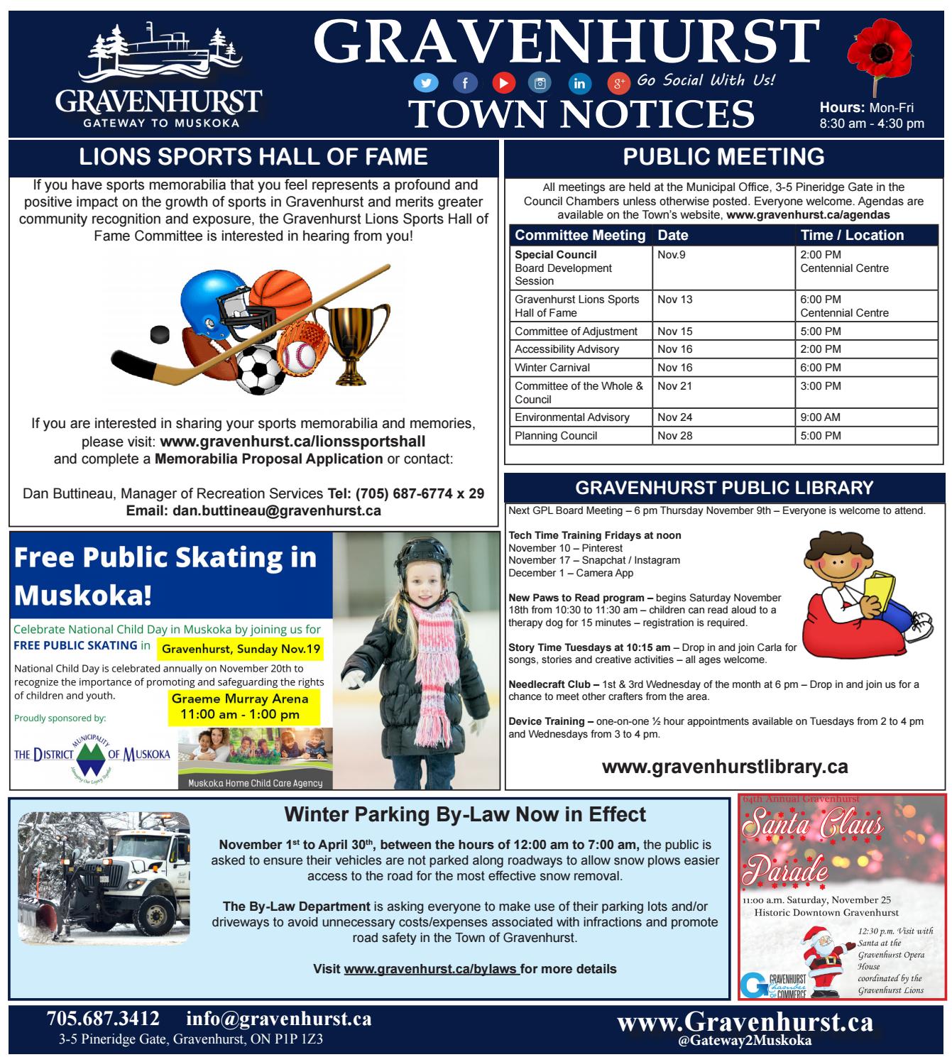 Town of Gravenhurst Notices - November 9, 2017 by Town of Gravenhurst ...