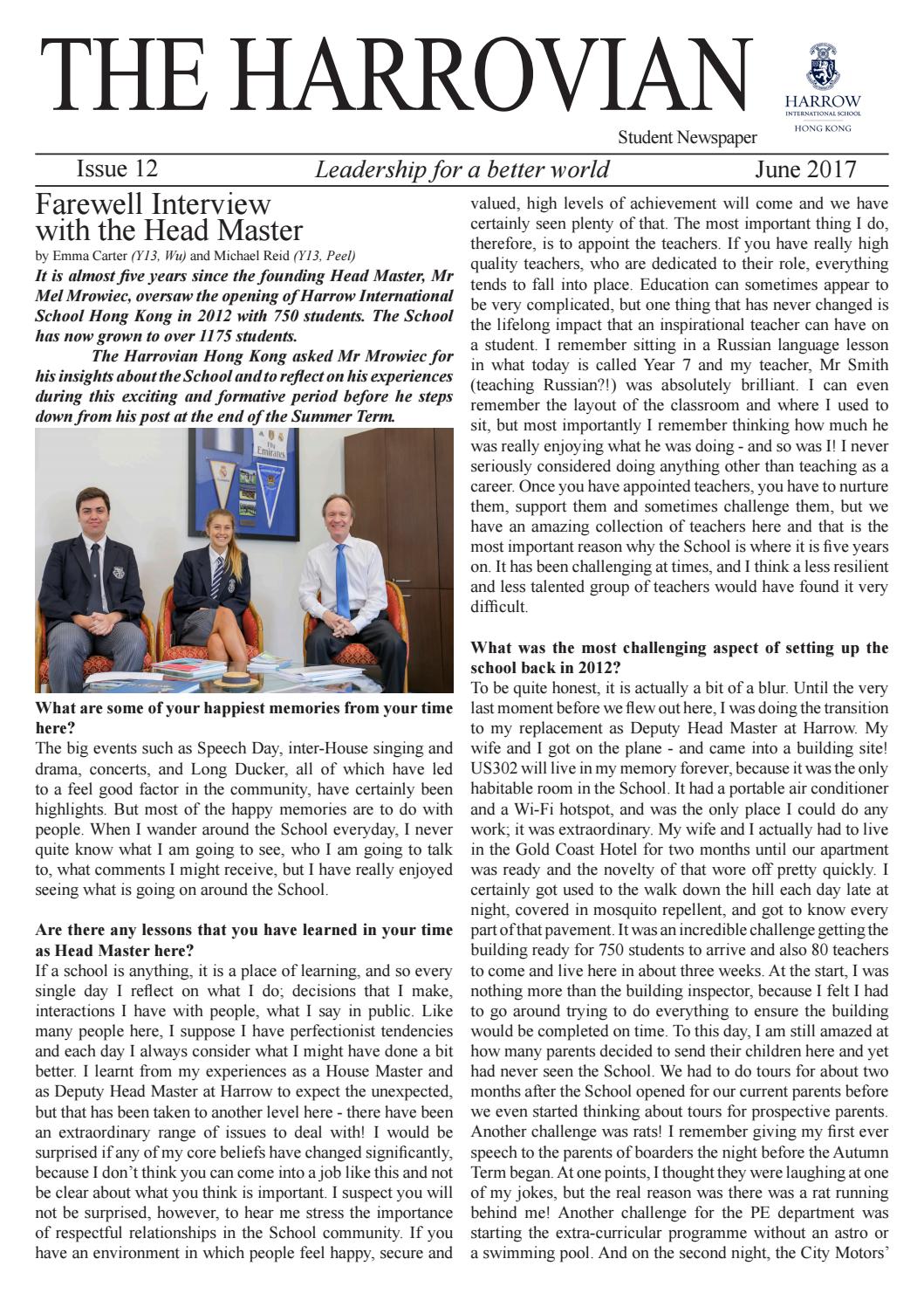 The Harrovian Hong Kong - Issue 12 by Harrow International School Hong ...