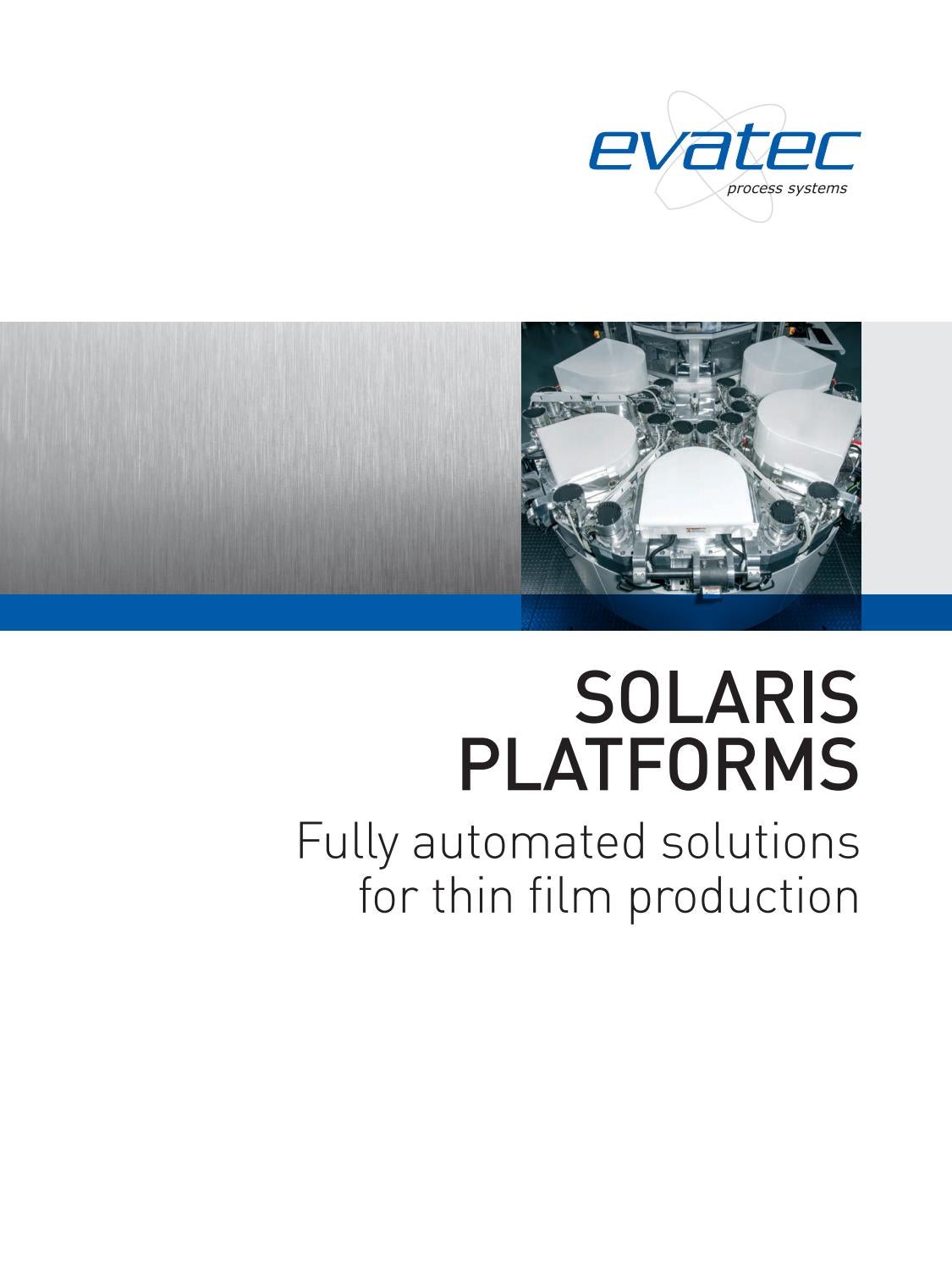 SOLARIS PLATFORMS by Evatec - Issuu