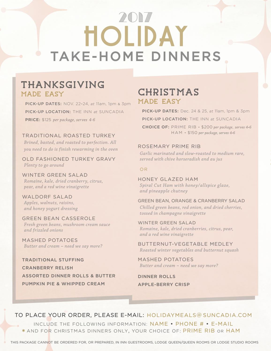 2017 Holiday Take Home Dinners & Instructions by Suncadia Resort - Issuu