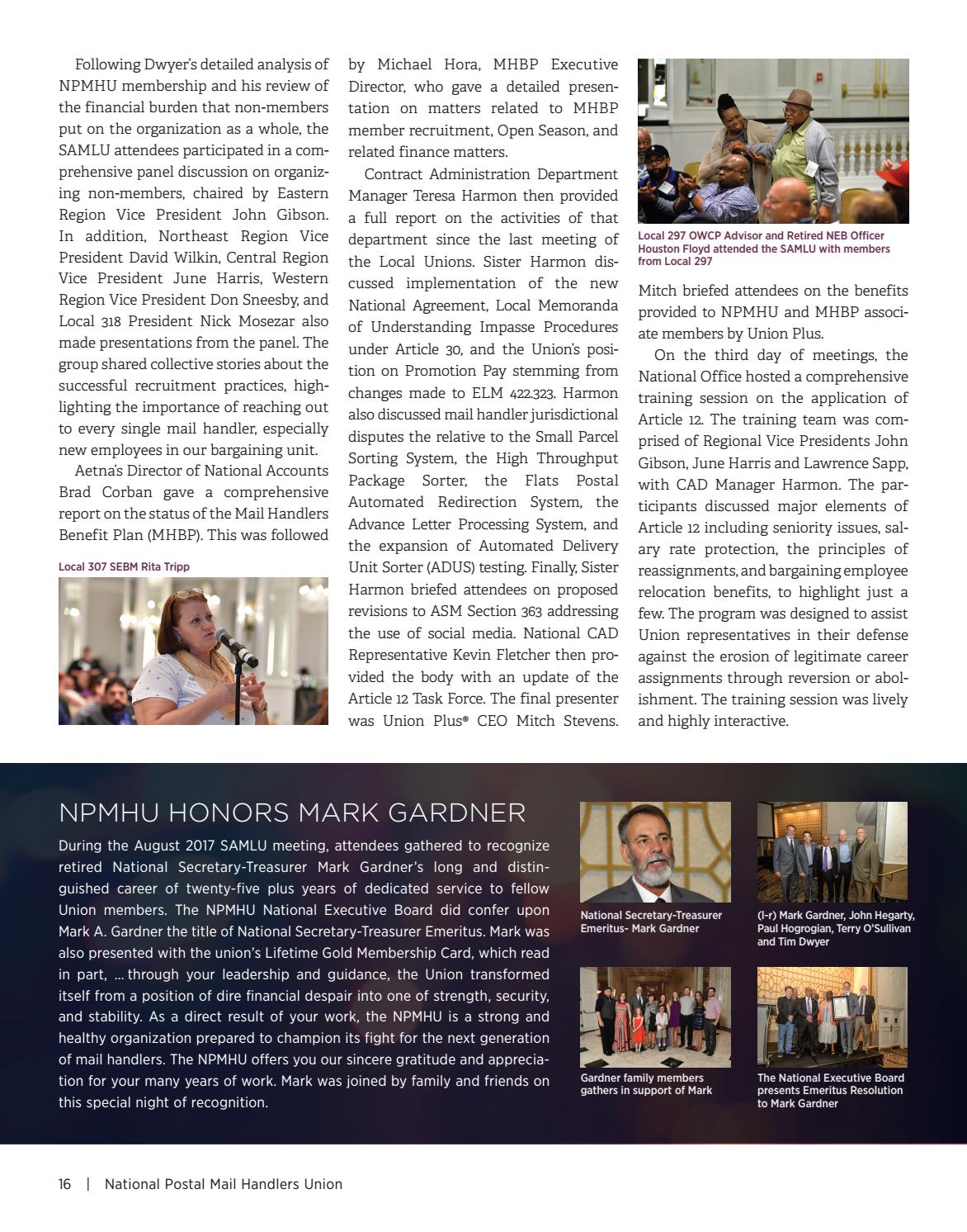 The Mail Handler magazine Fall 2017 by National Postal Mail Handlers ...