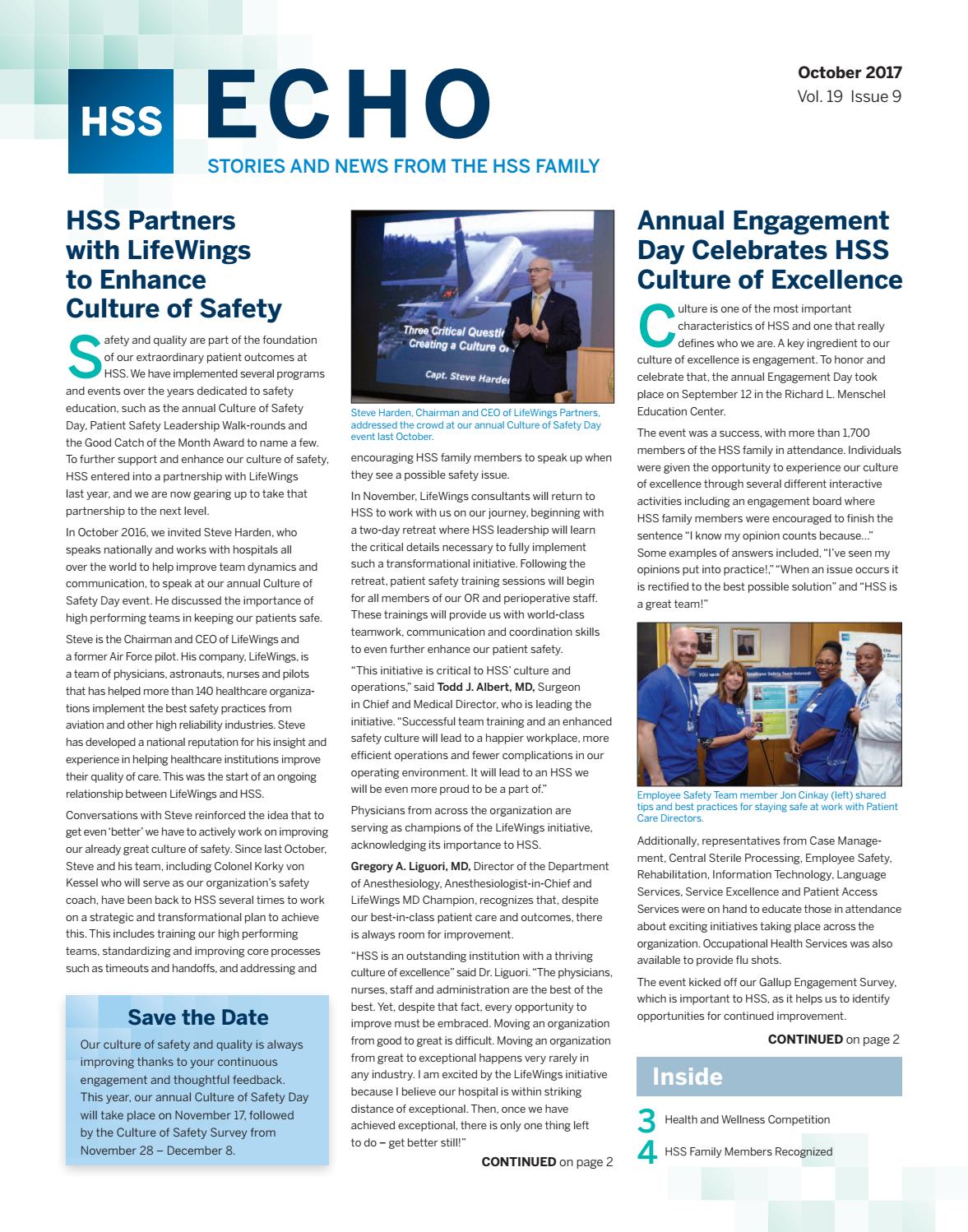 HSS ECHO - Oct 2017 by Hospital for Special Surgery - Issuu