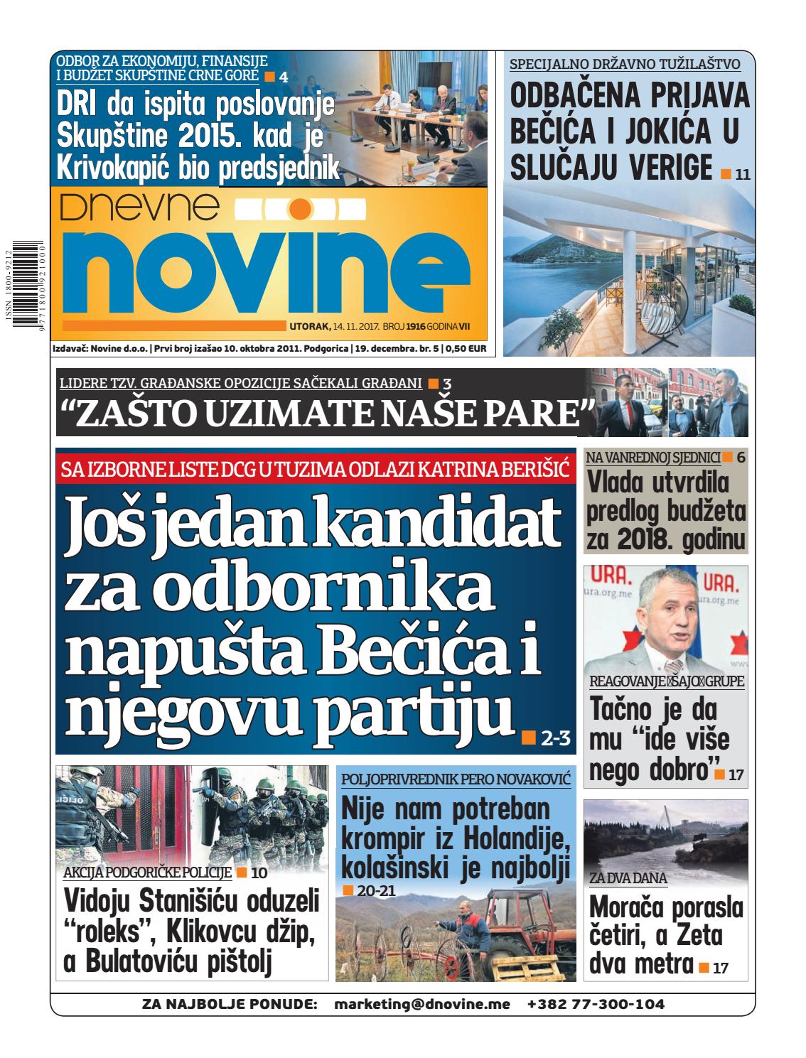 Dnevne novine 14. novembar 2017. by Dnevne Novine - Issuu