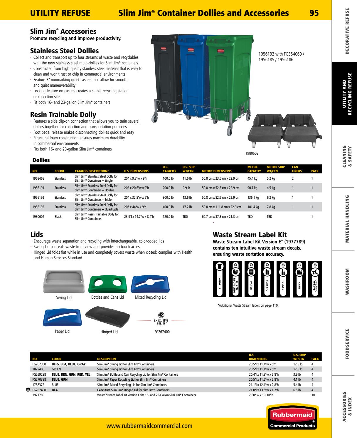 Rubbermaid Slim Jim Container Dollies and Accessories by Ram Tool ...