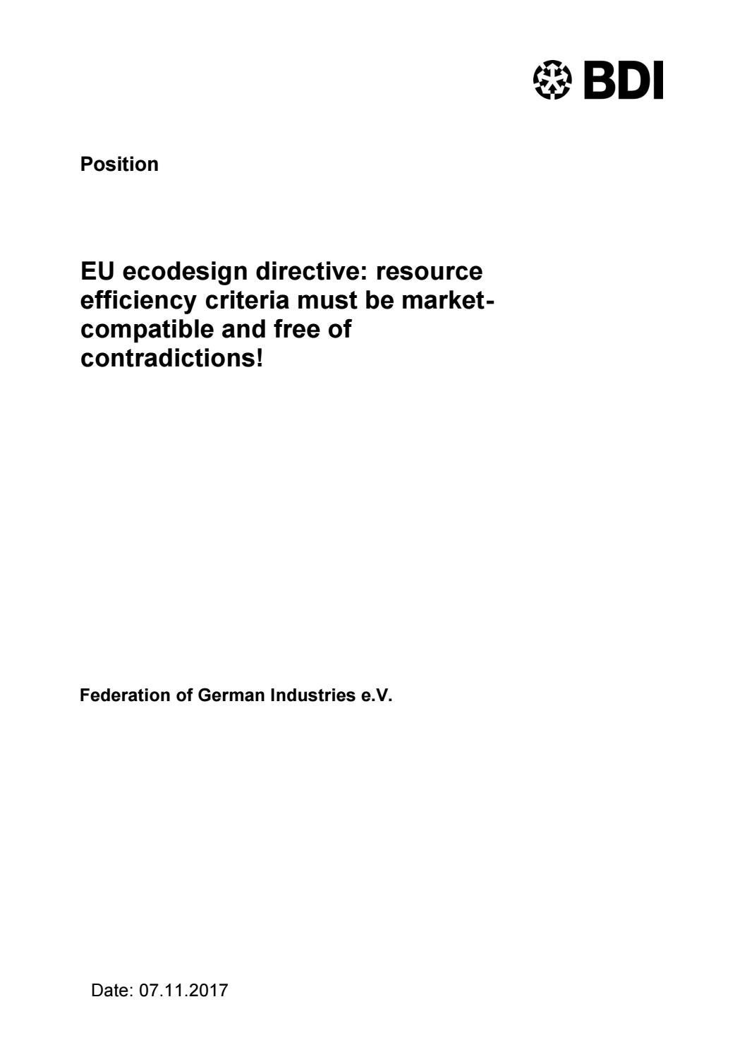 EU ecodesign directive by Bundesverband der Deutschen Industrie e.V ...