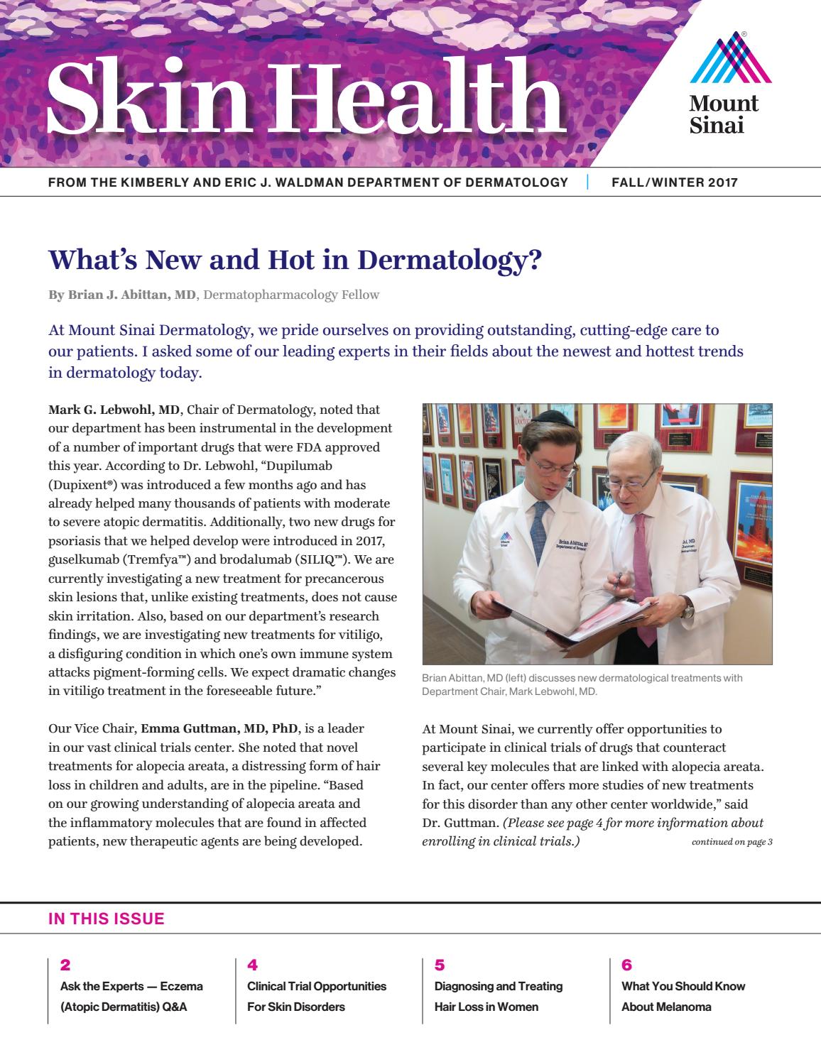 Skin Health - Fall/Winter 2017 Newsletter by Mount Sinai Health System ...