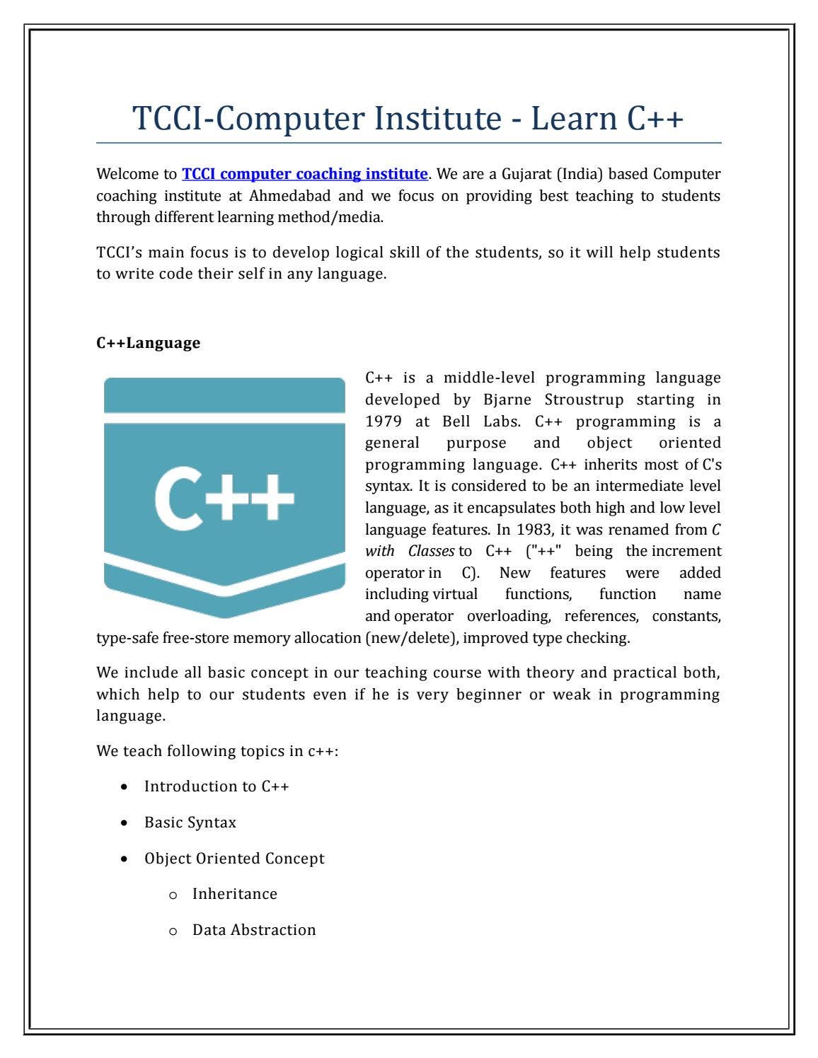 Tcci computer institute learn c by Rosario Riley - Issuu