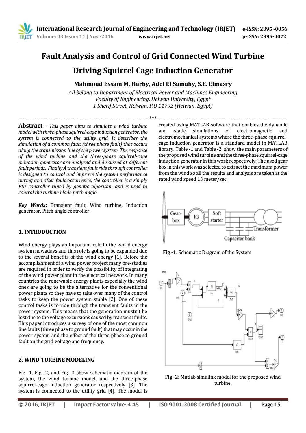 Fault Analysis and Control of Grid Connected Wind Turbine Driving ...