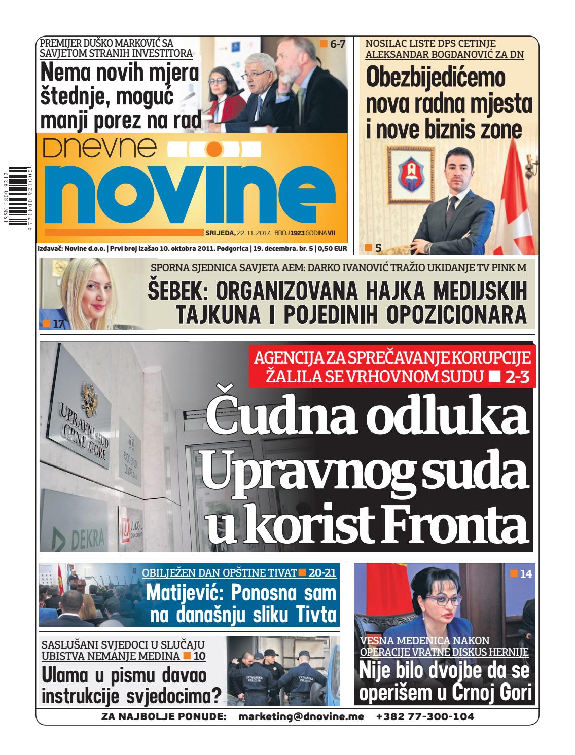 Dnevne novine 22. novembar 2017. by Dnevne Novine - Issuu
