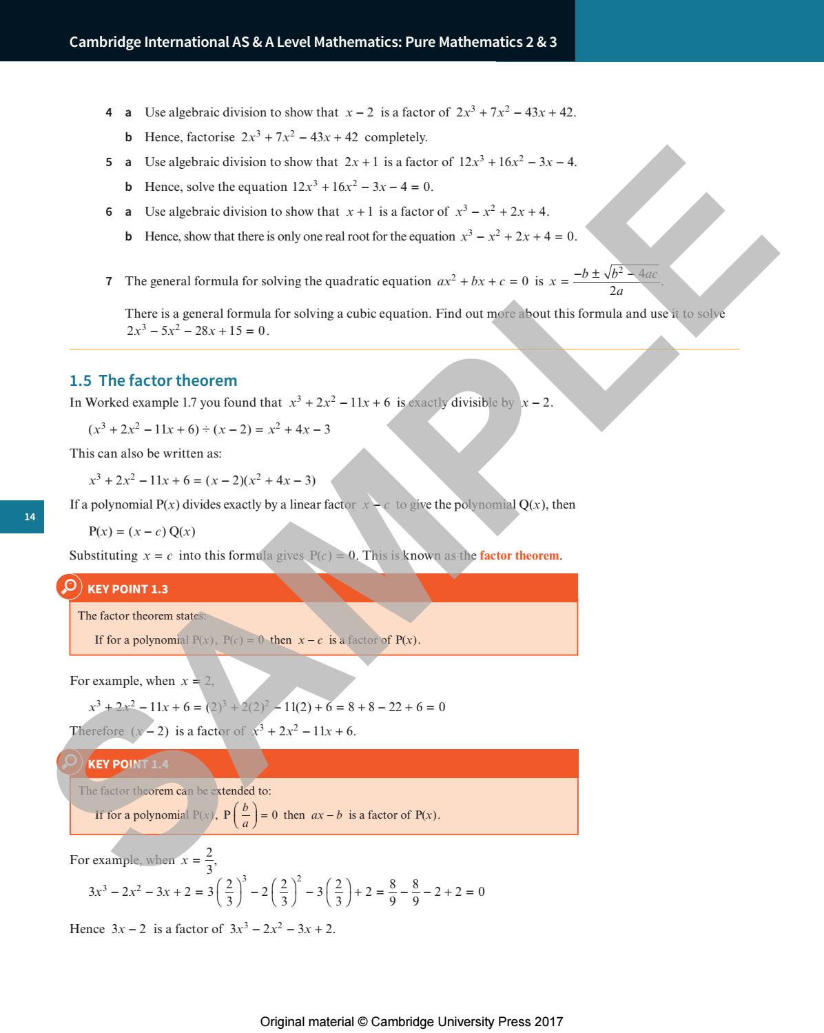Preview Cambridge International AS and A level Pure Mathematics 2 & 3 ...