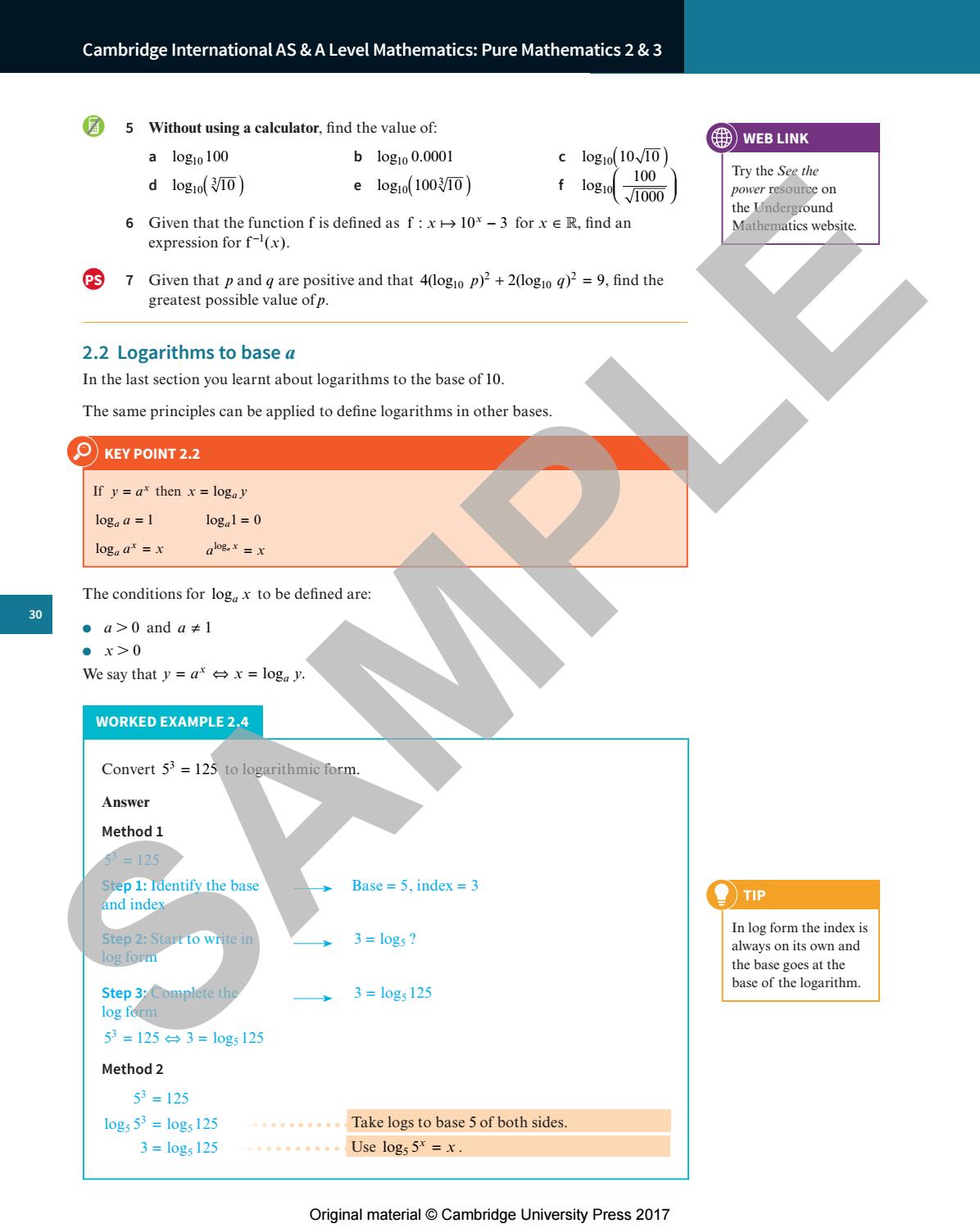 Preview Cambridge International AS and A level Pure Mathematics 2 & 3 ...