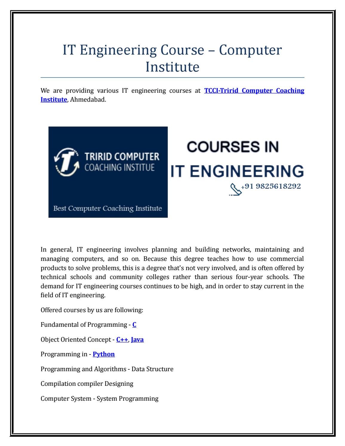 It engineering course – computer institute by Rosario Riley - Issuu