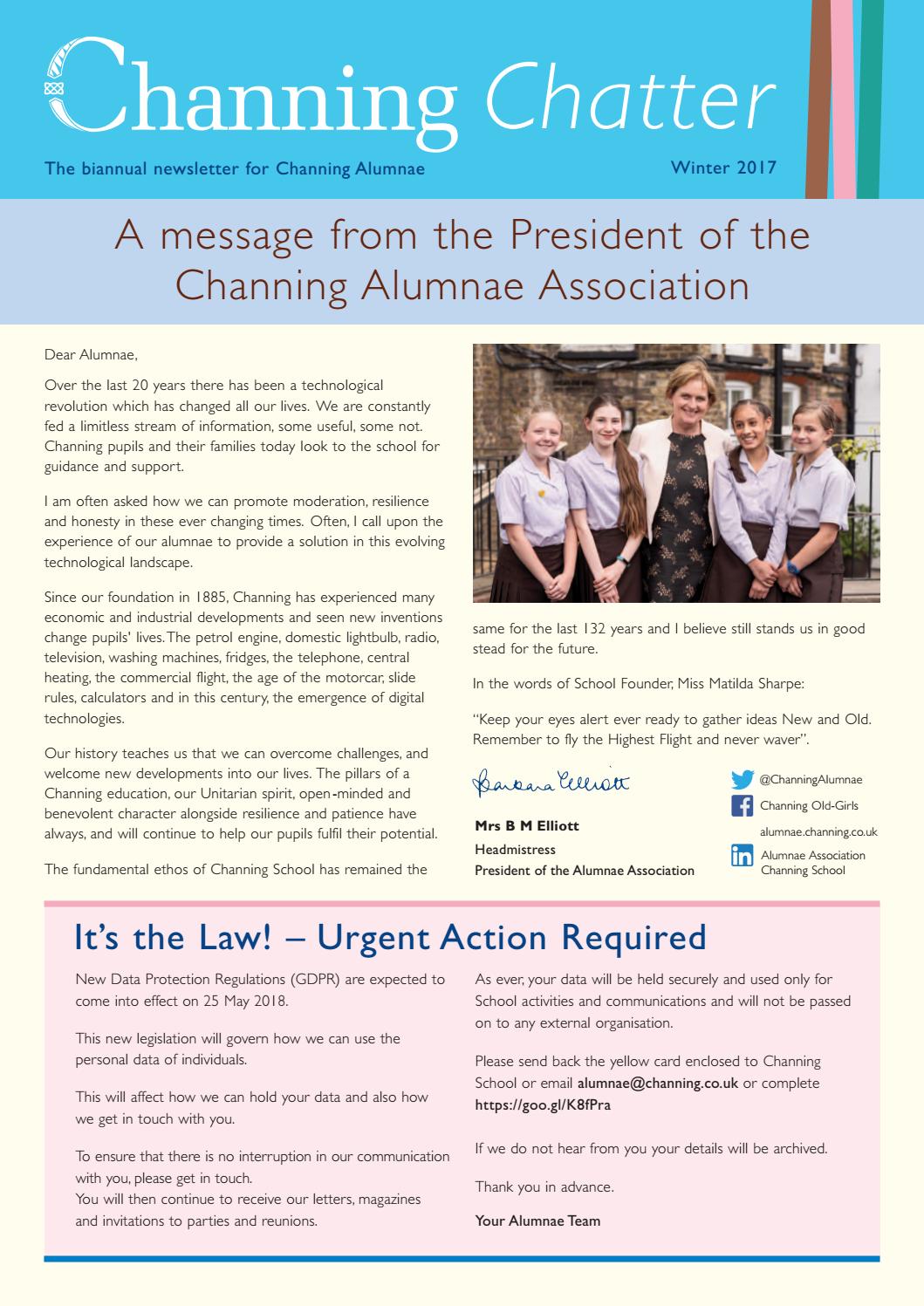 Channing Chatter Magazine winter 2017 by Channing School - Issuu