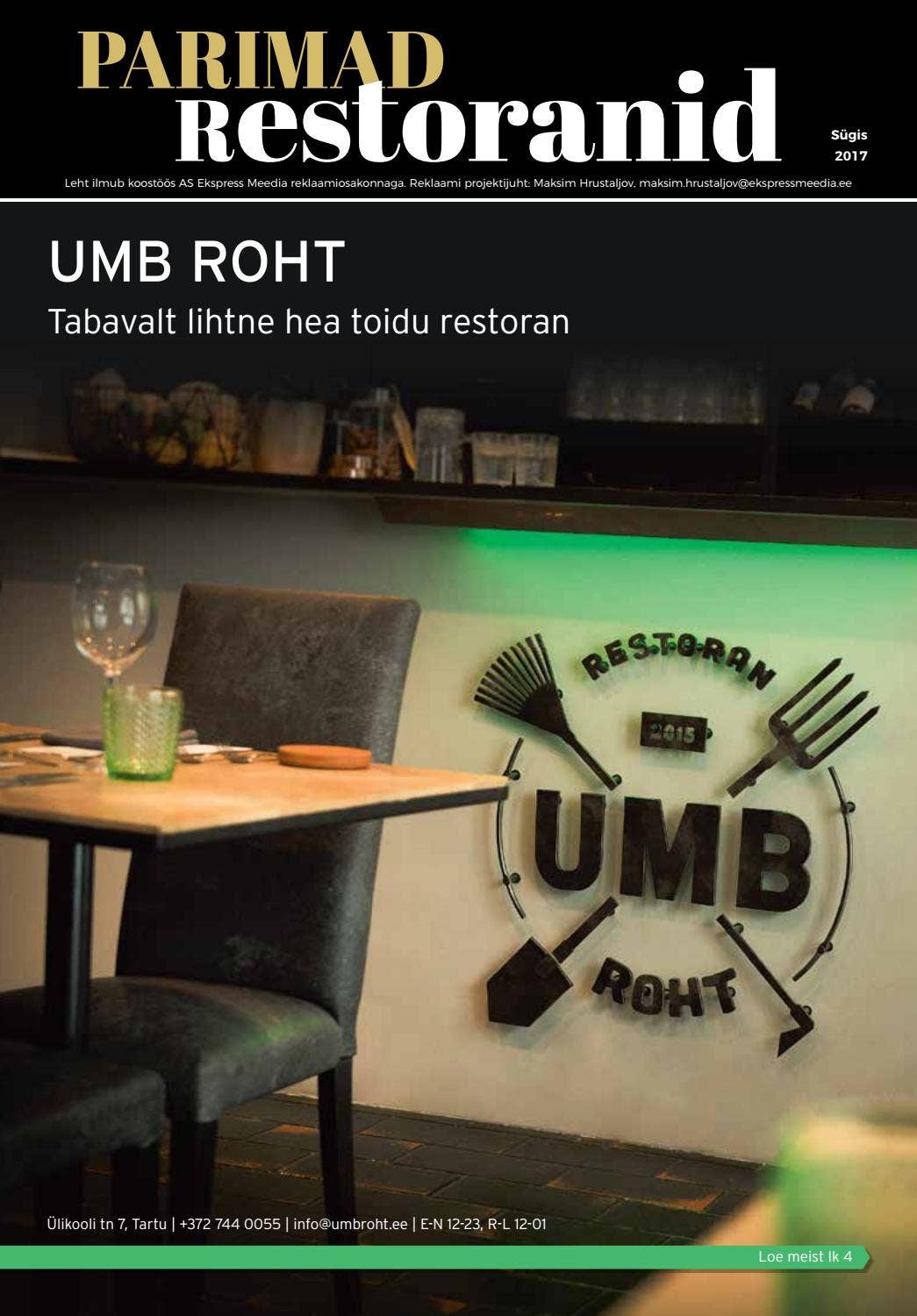 Parimad restoranid (Sügis 2017) by Eesti Ekspress - Issuu