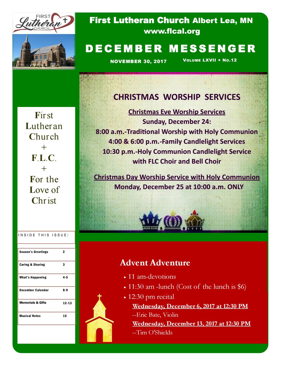 December 2017 by First Lutheran Church Messenger - Issuu