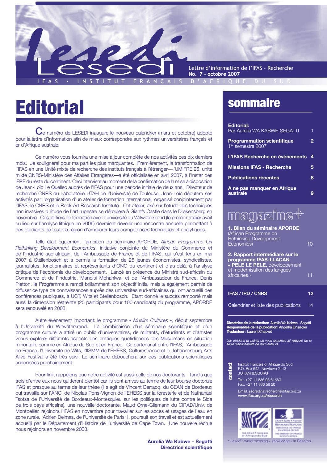 Lesedi #7 (français) by French Institute of South Africa - Issuu