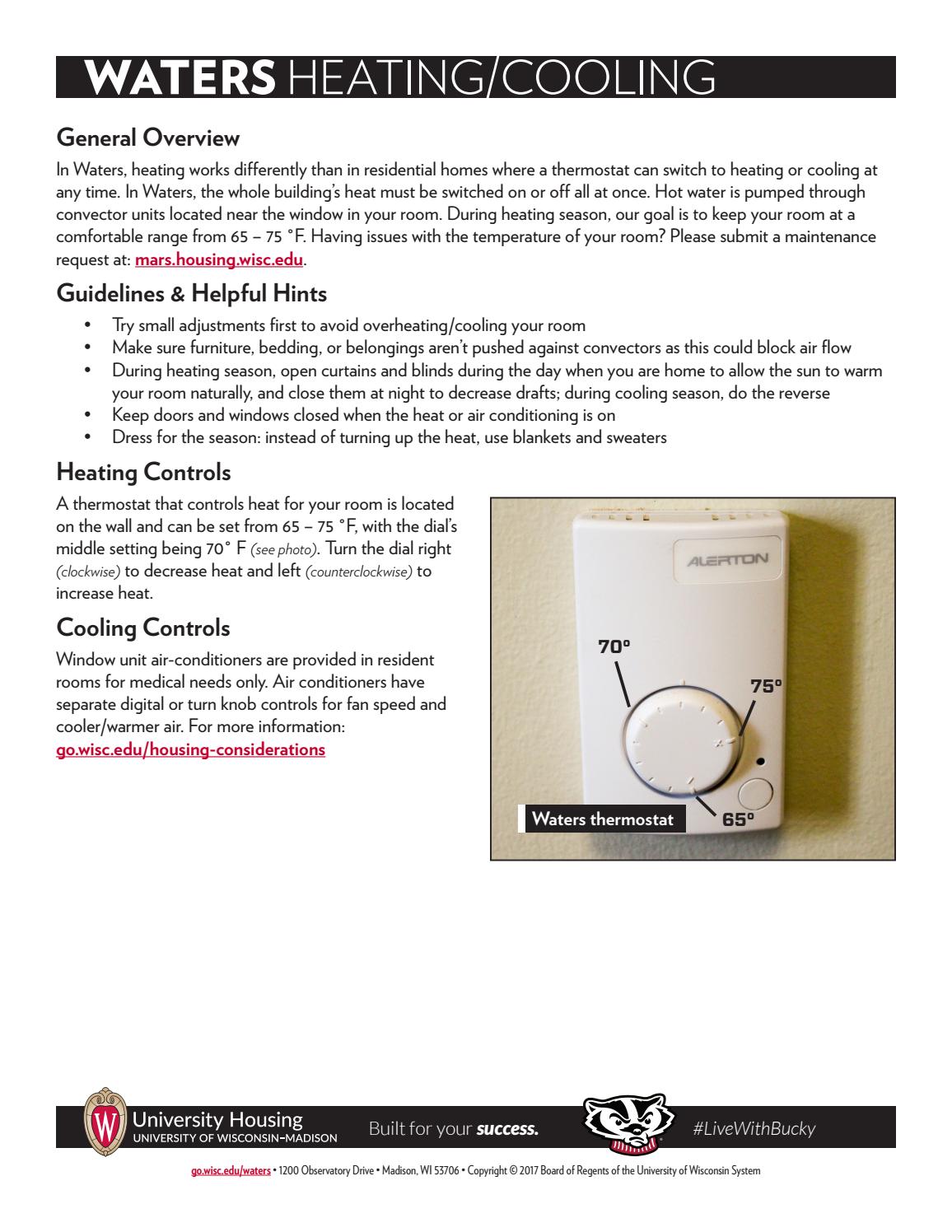 Waters heating cooling guide by UW Madison Housing - Issuu