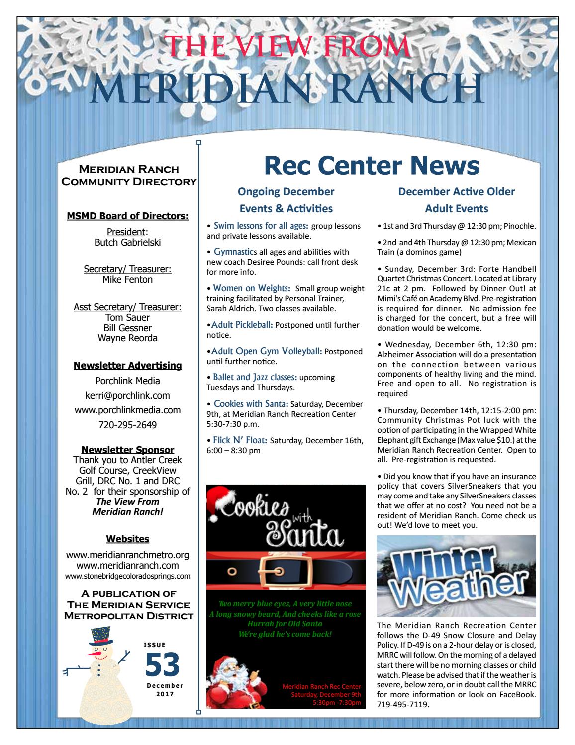 Meridian Ranch Newsletter December 2017 by Meridian Ranch - Issuu