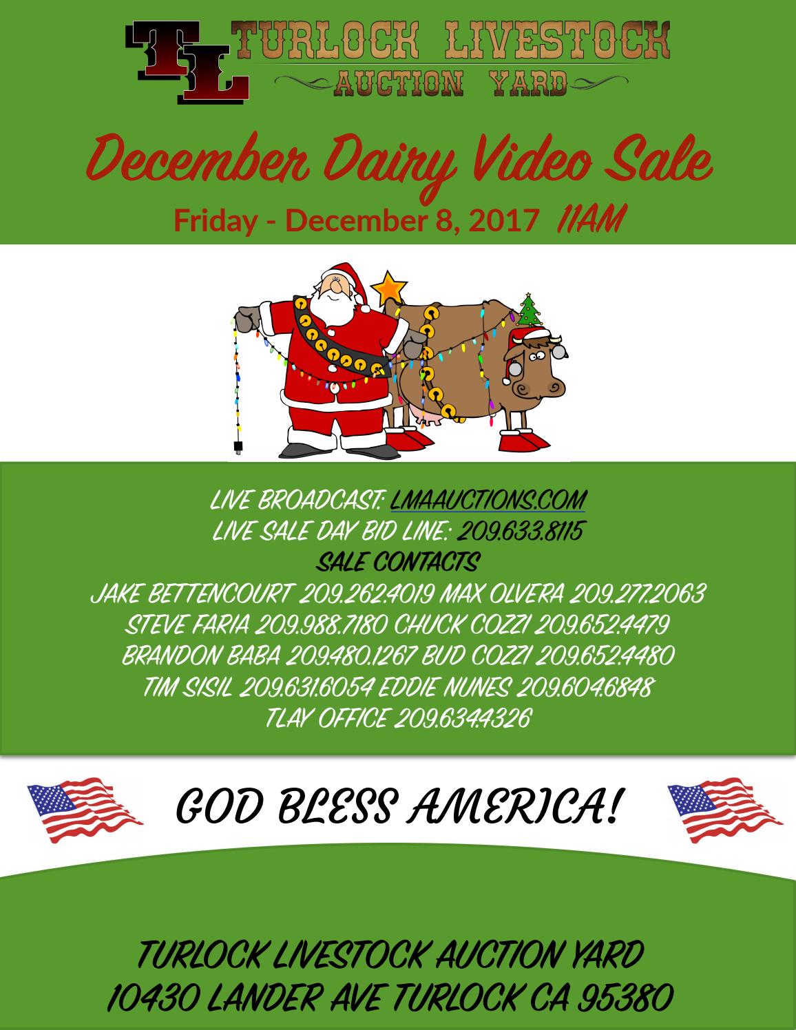 TLAY DECEMBER 2017 DAIRY VIDEO SALE by TURLOCK LIVESTOCK AUCTION YARD ...