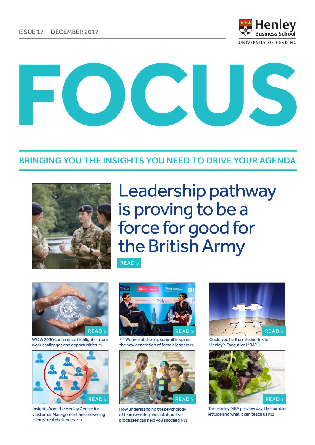 Focus@Henley - Issue 17 - December 2017 by Henley Business School - Issuu