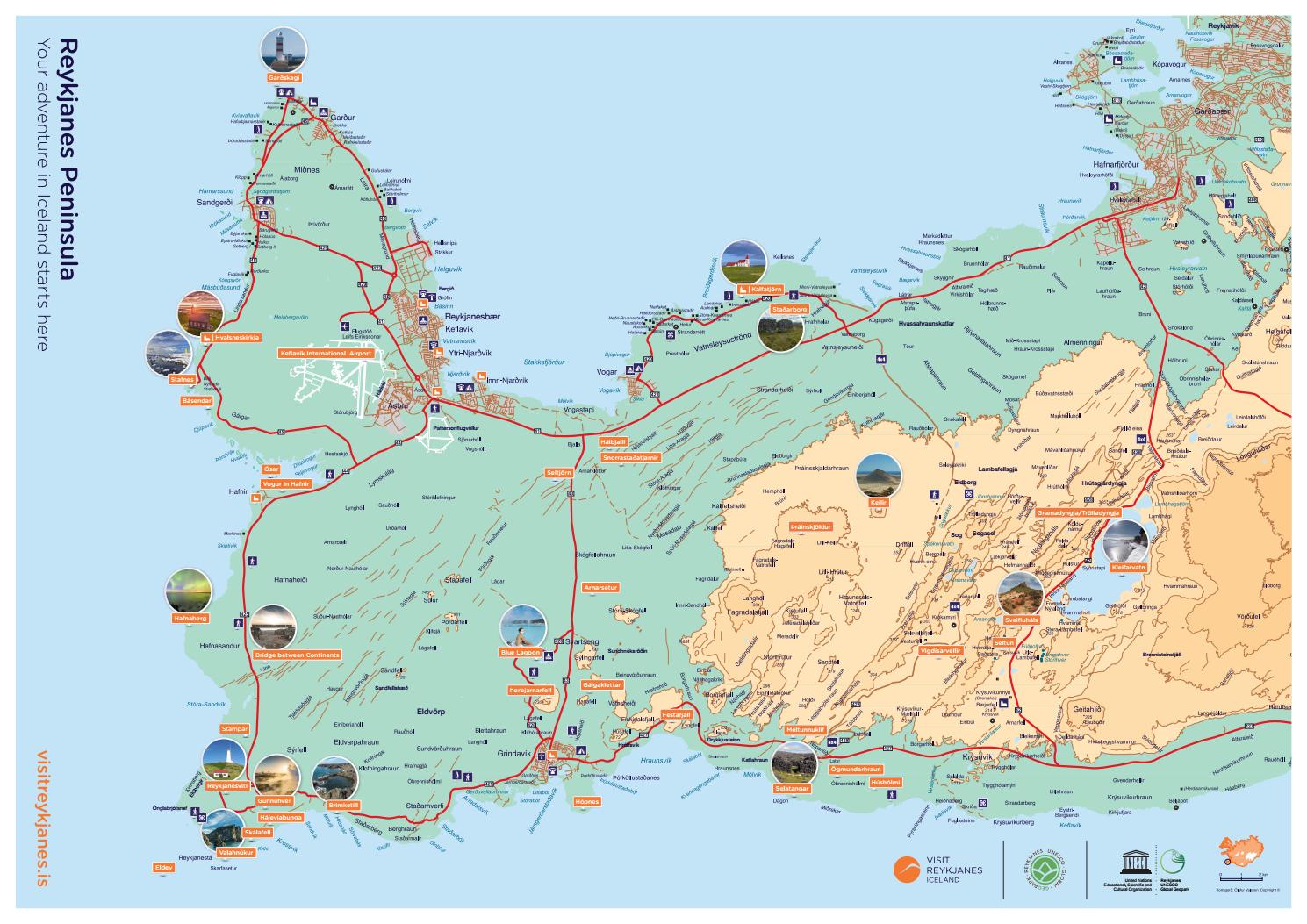 Reykjanes Peninsula / Reykjanes UNESCO Global Geopark Map by Visit ...