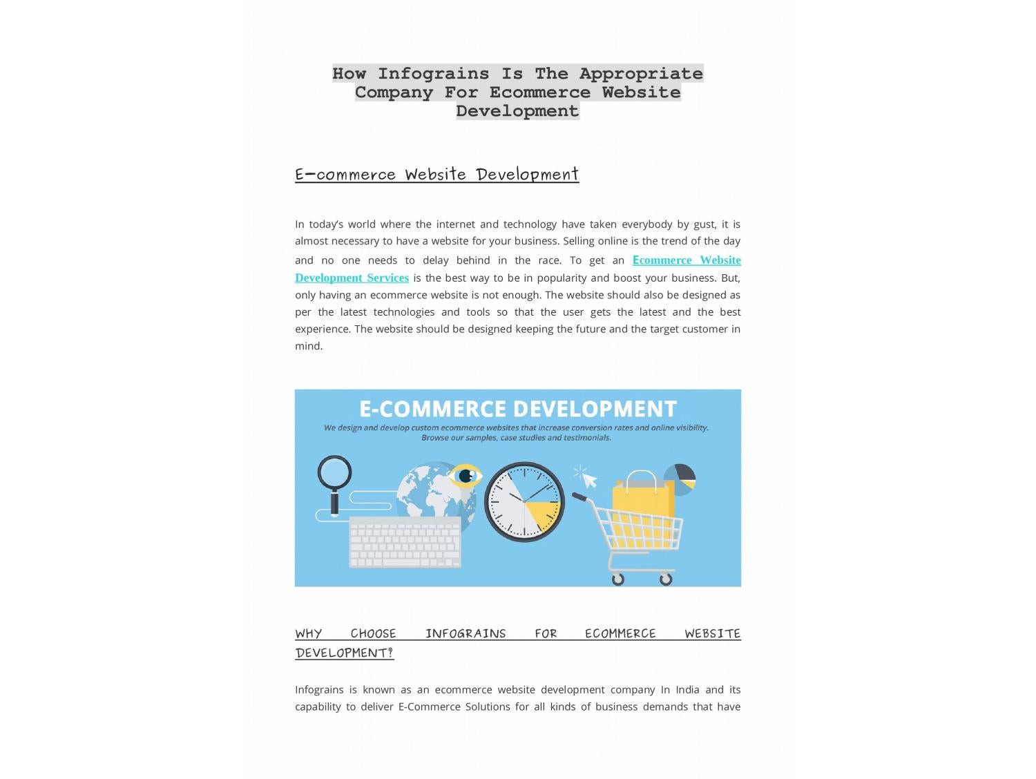 Infograins For Best Ecommerce Website Development by Infograins Software Solutions - Issuu