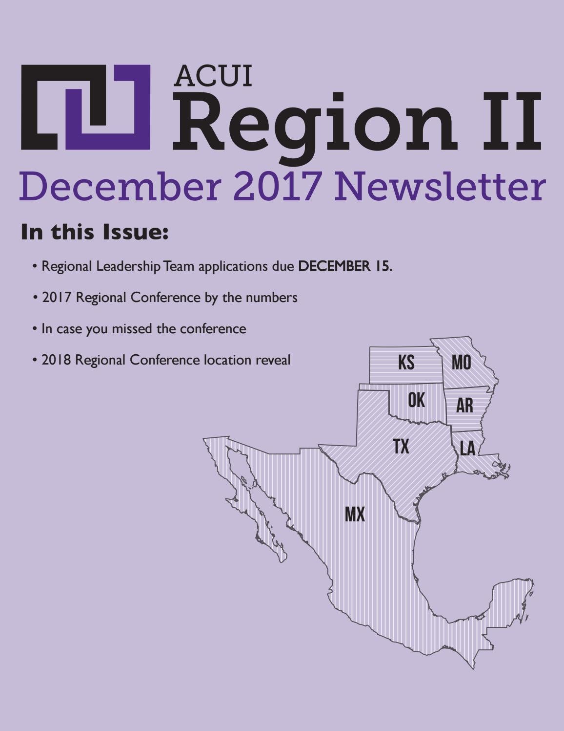 ACUI Region II December 2017 Newsletter by KU Memorial Union - Issuu