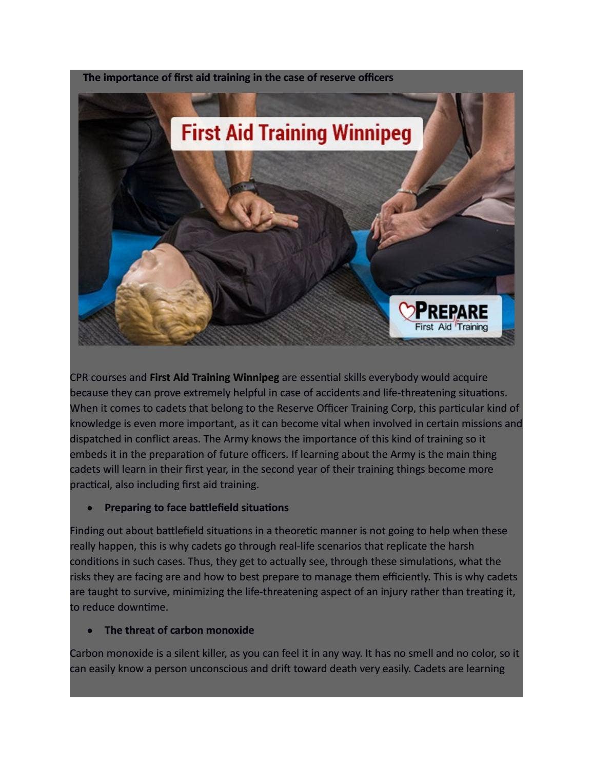 The importance of first aid training in the case of reserve officers by ...