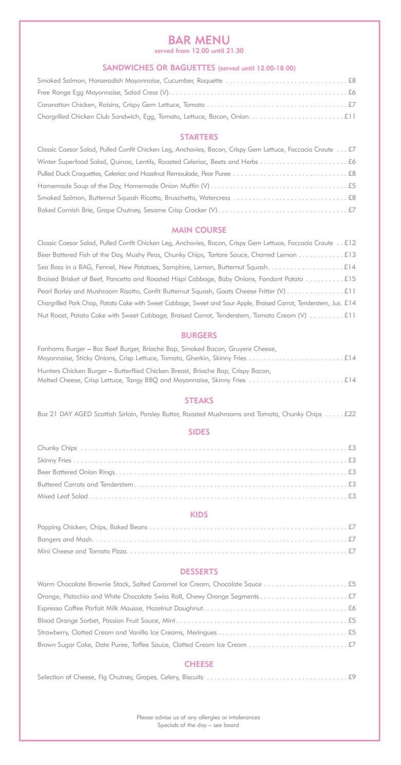 Fanhams Hall - Bar menu and winelist 2017 by Exclusive Collection - Issuu