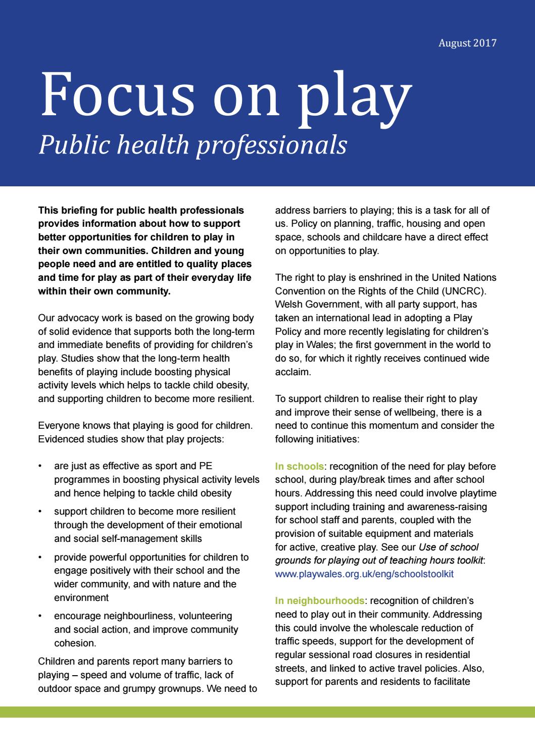 Focus on play - health professionals by Play Wales - Issuu