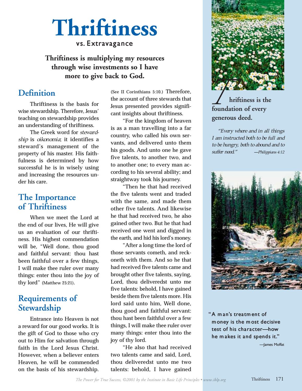 Thriftiness by Institute in Basic Life Principles - Issuu