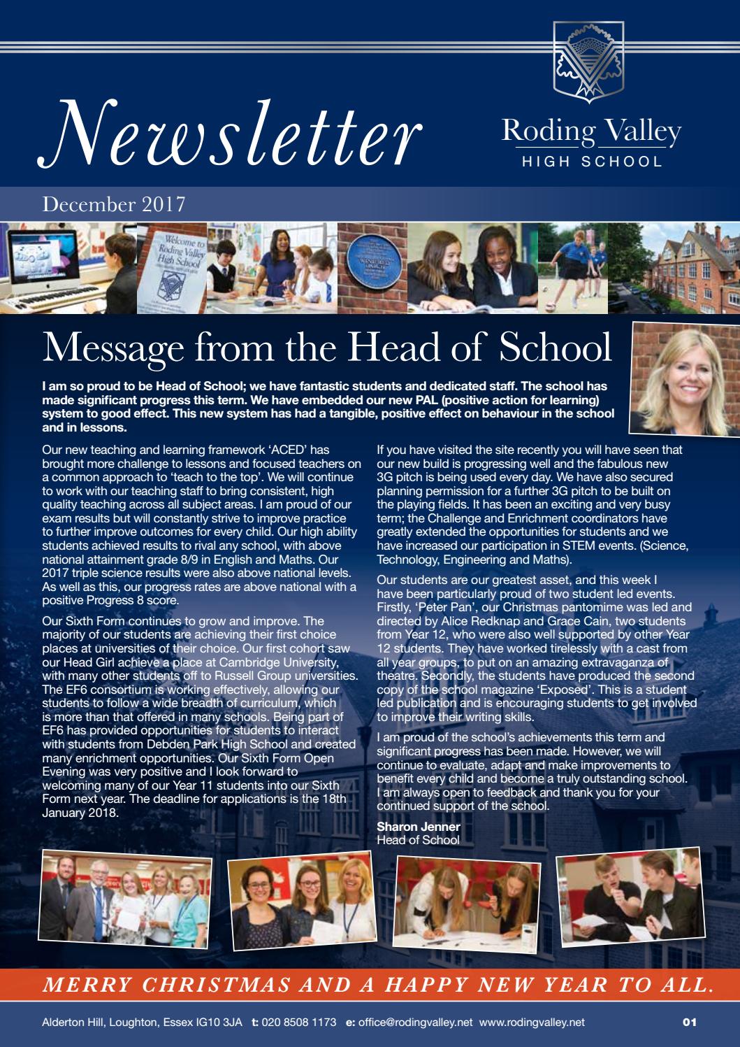 Roding Valley High School Newsletter December 2017 by Roding Valley ...