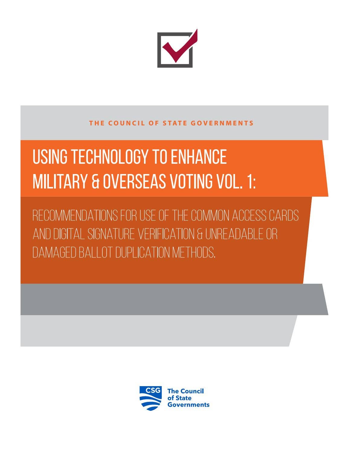 Using Technology to Enhance Military & Overseas Voting Vol. 1 by The ...