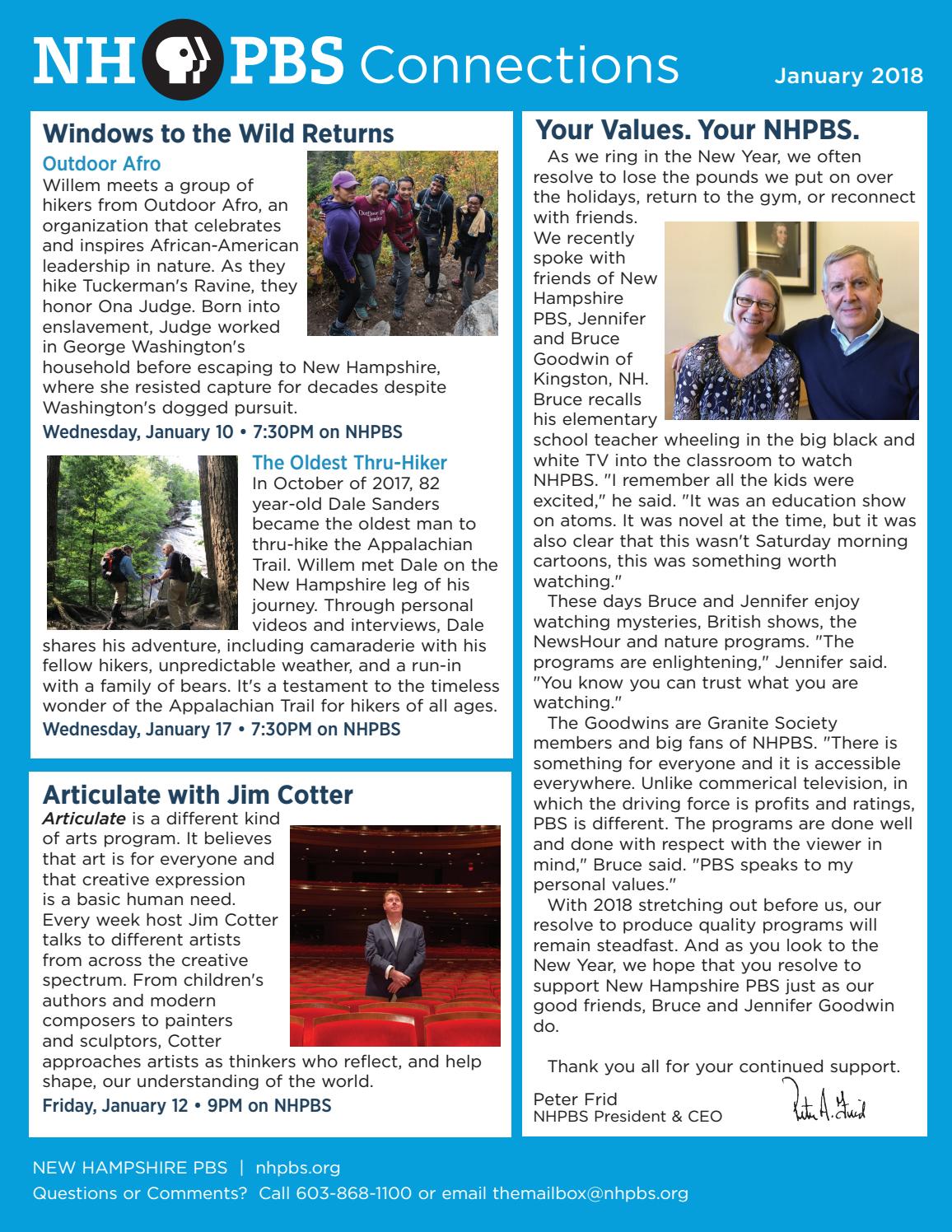 Nhpbs connections jan2018 by New Hampshire PBS - Issuu