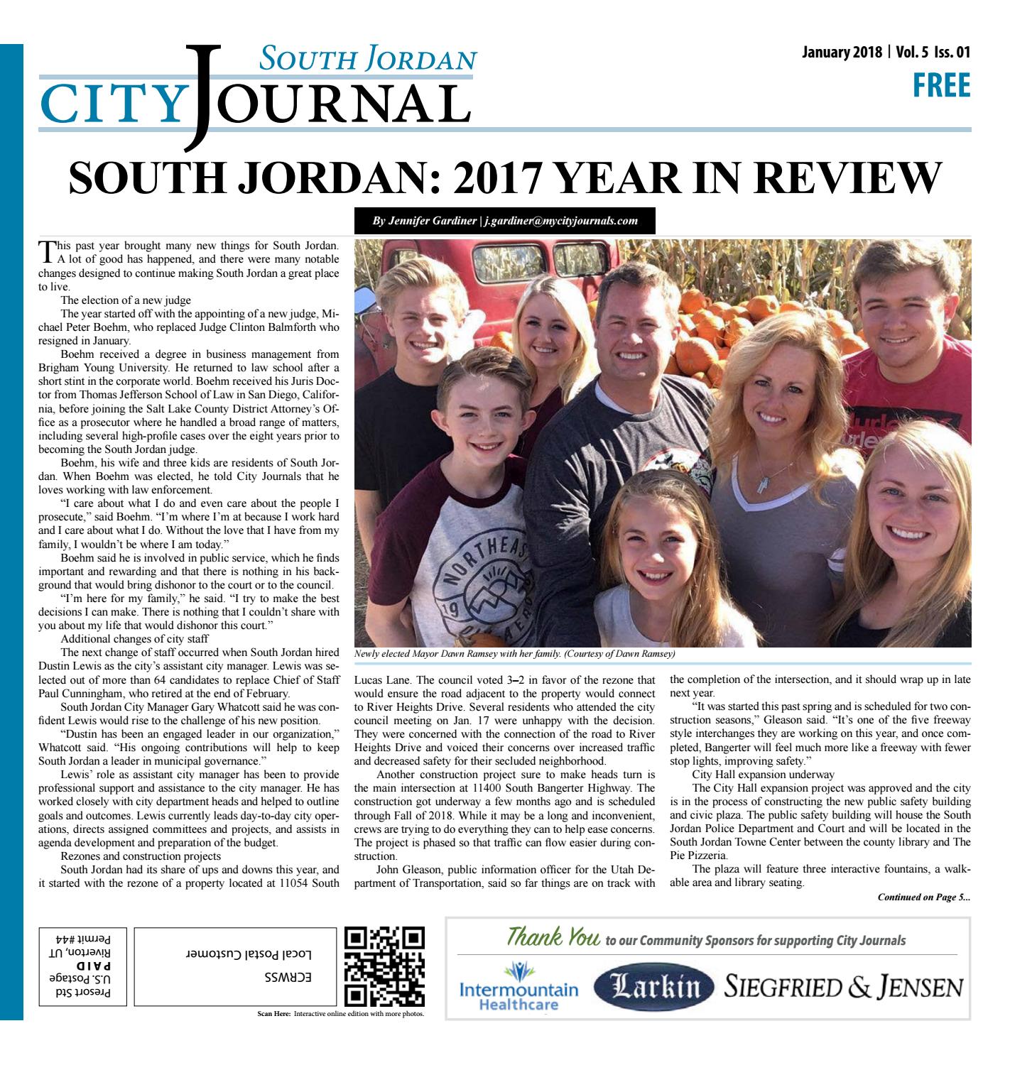 South Jordan City Journal Jan 2018 by The City Journals - Issuu