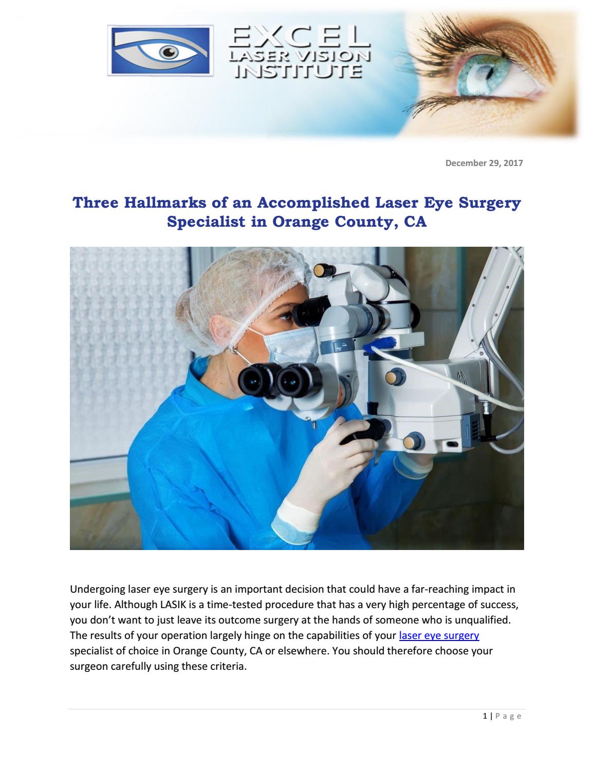 Three Hallmarks of an Accomplished Laser Eye Surgery Specialist in ...